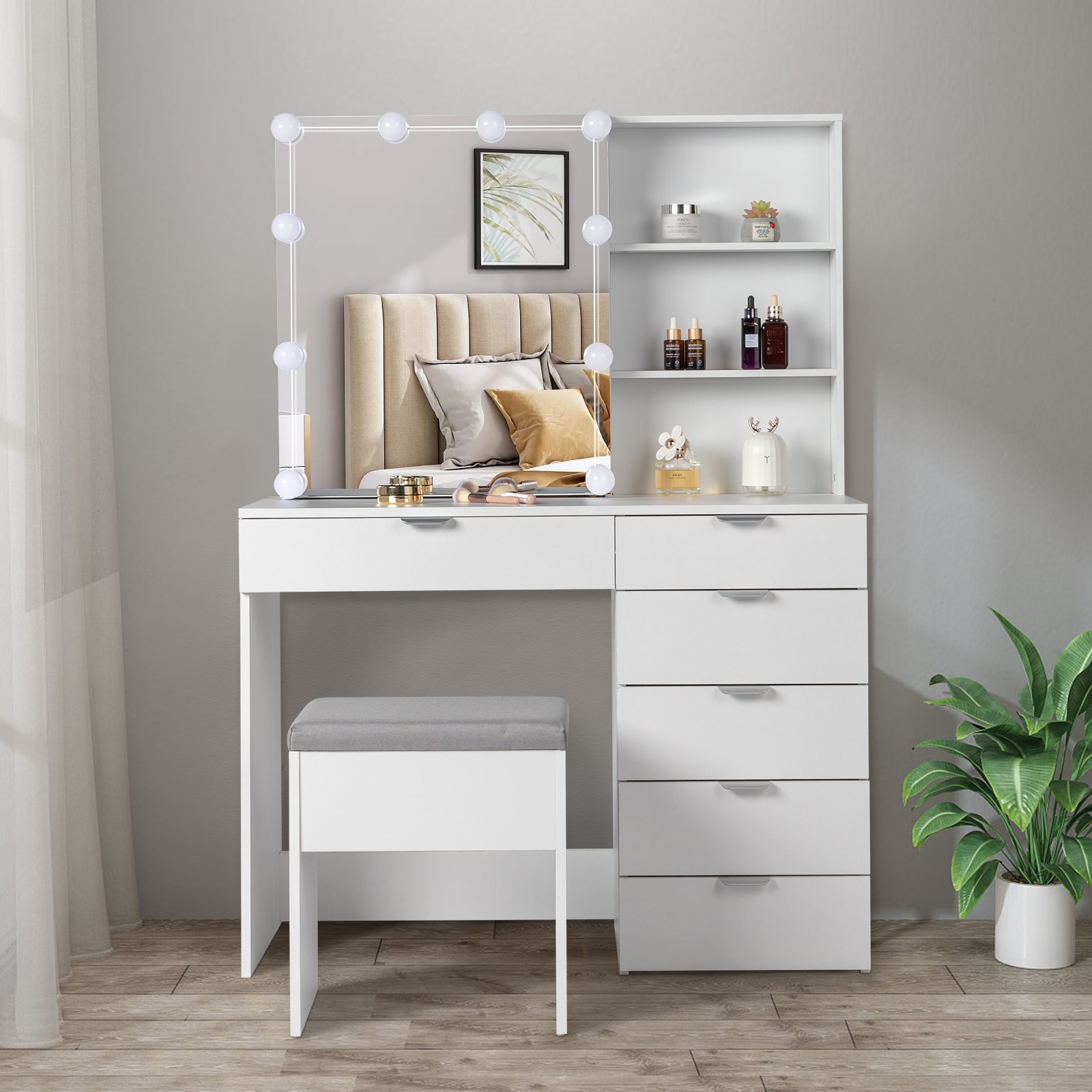 Winado 43.3 in White Makeup Vanity LO1G52003316 at Lowes