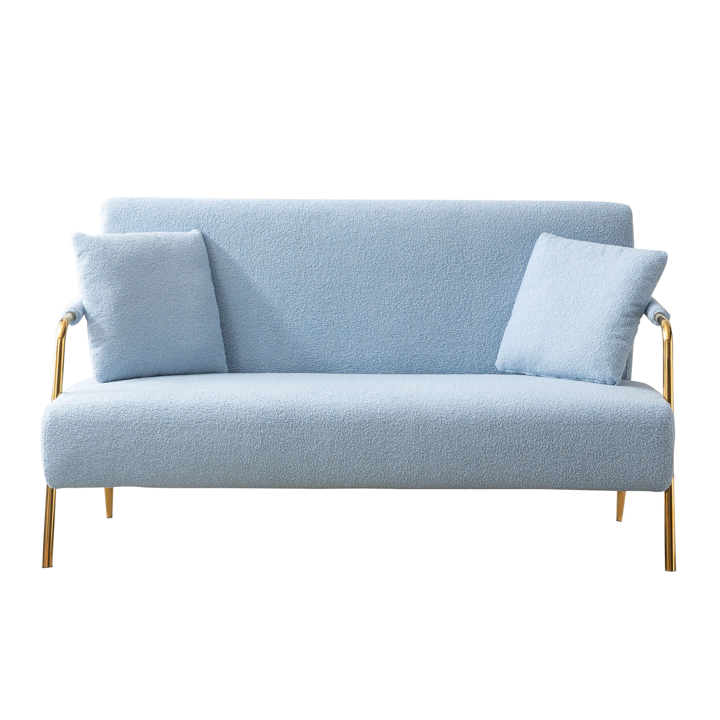 Gaierptone 60.43 in Modern Light Blue Velvet Loveseat CRXAMTYUSUM at Lowes