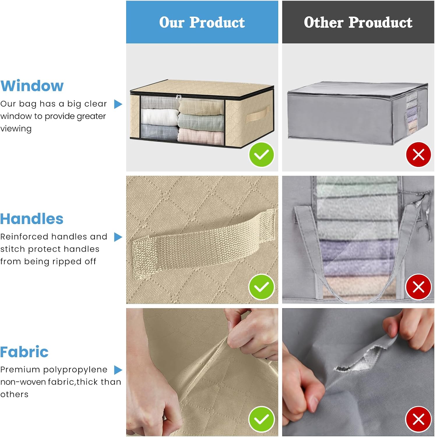 HomeHacks Storage 4 Pack Clothes Organizer Storage Bags Foldable ...