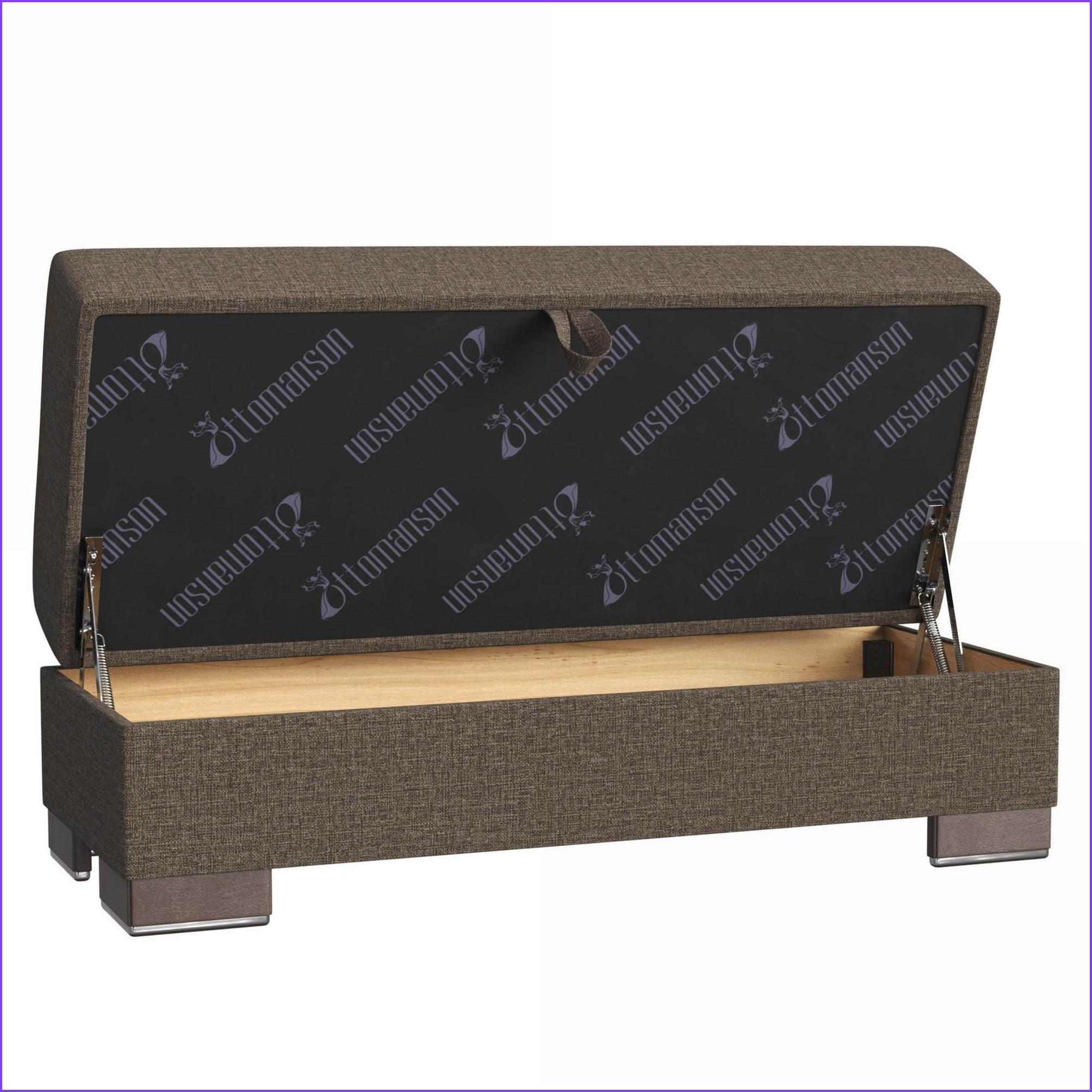 Watnature Ottoman with Storage Walnut Brown Polyester Click Clack for ...