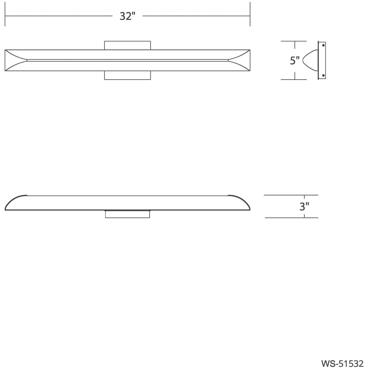 WAC Lighting WS-51532-30-BK Straitaway LED 32 inch Black Bath Vanity and Wall Light in 3000K ...