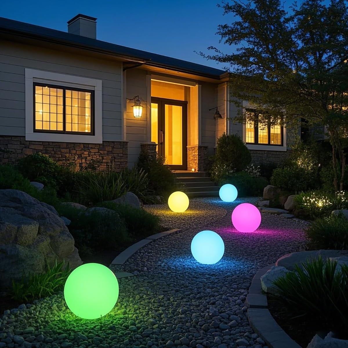 Vrbgify 14 inch LED Ball Light RGB Color Changing Waterproof Globe Lamp ...