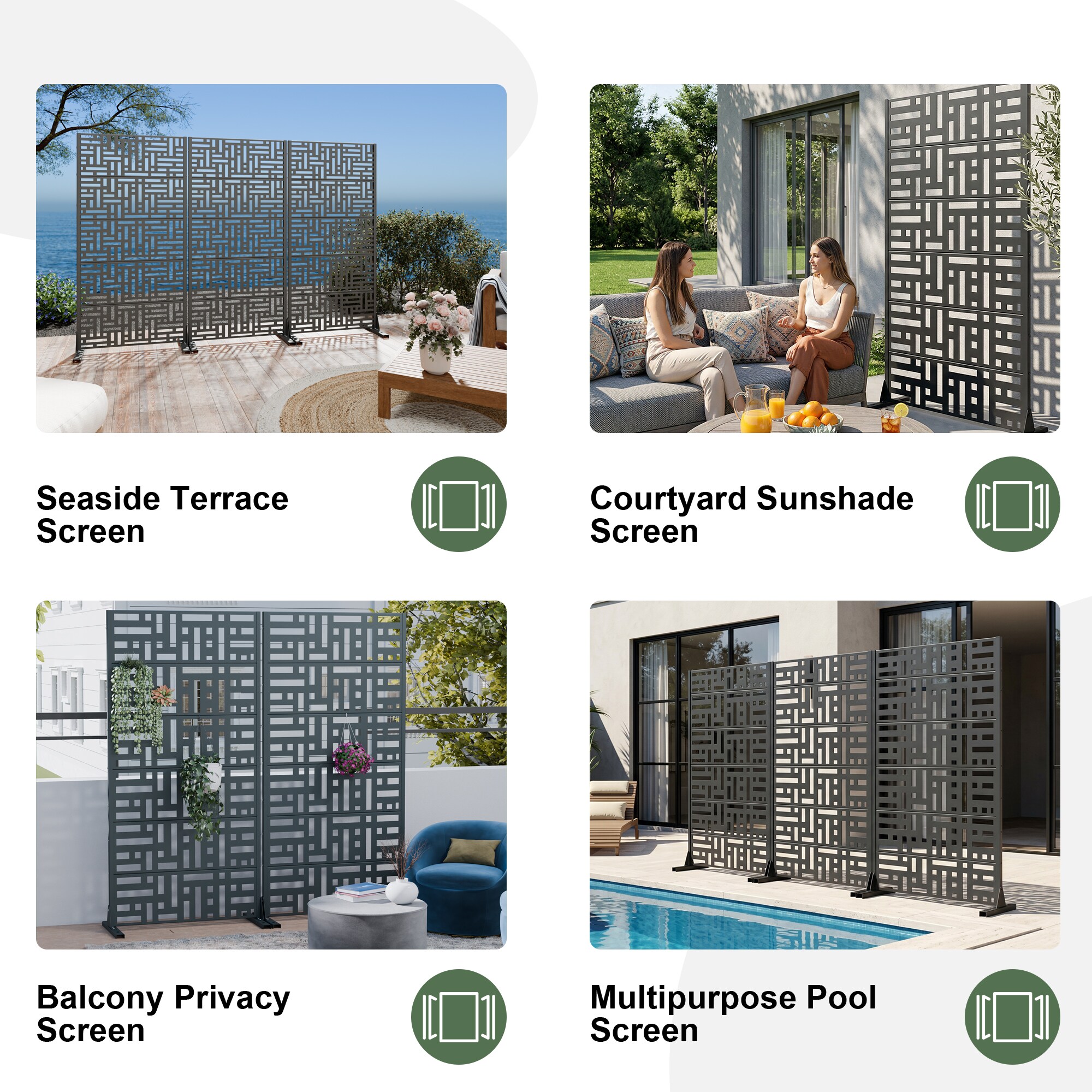 Lirago Metal Privacy Screen Freestanding Outdoor Privacy Fence Panel ...