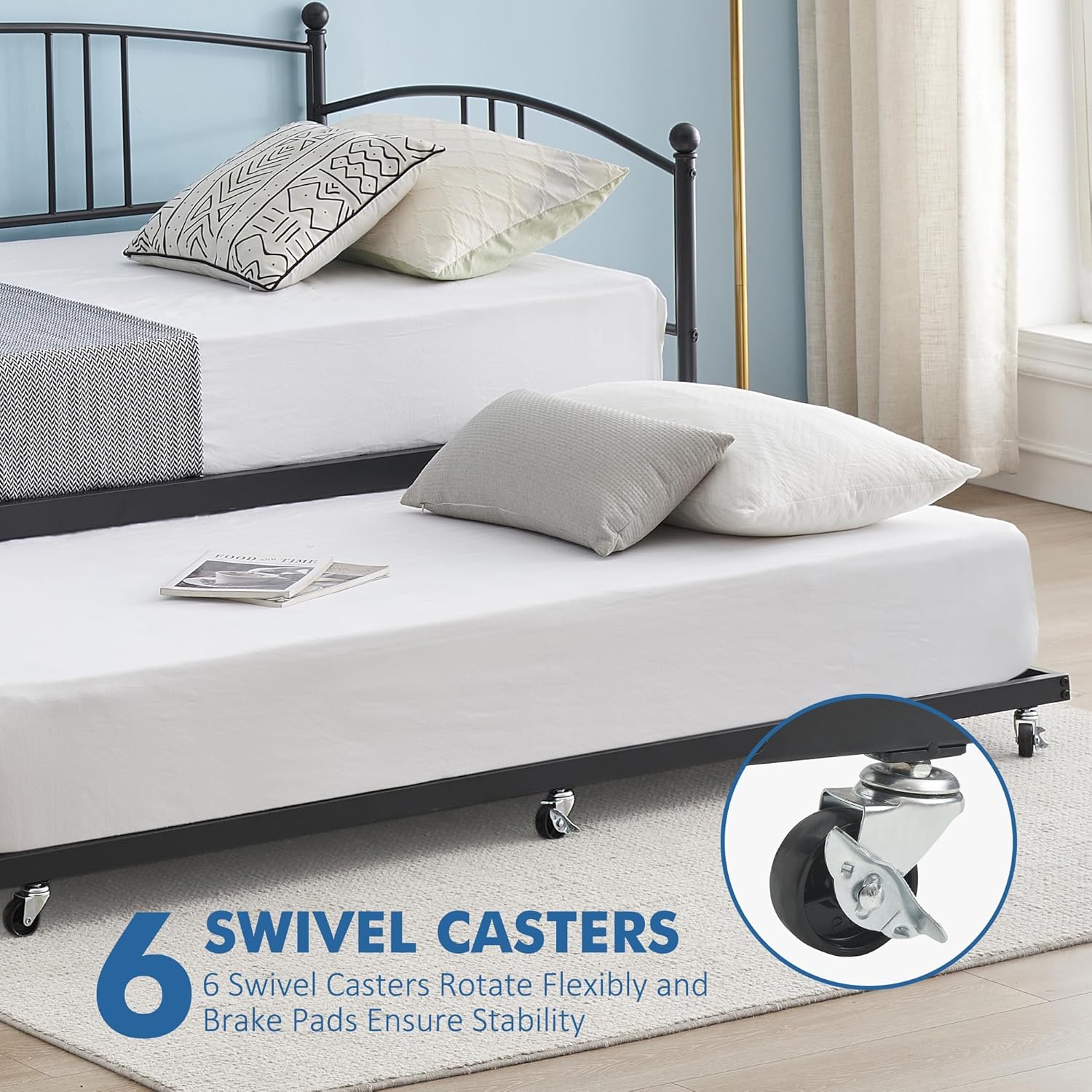 Garvee Twin Metal Daybed with Trundle Pullout Trundle Bed Frame with ...