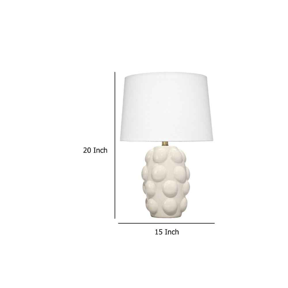 Benzara Table Lamps 20-in White, Cream, Silver 3-way Table Lamp with ...