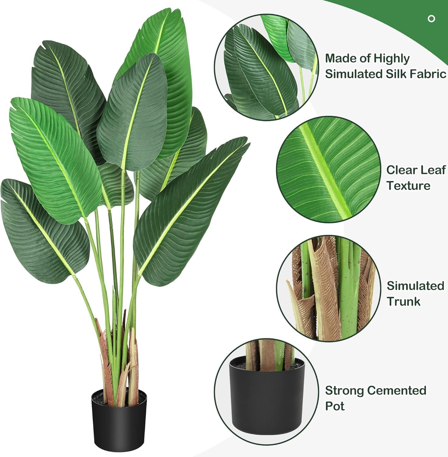 GarveeLife Artificial tree bird of paradise/ 8 trunks/ fake banana tree ...