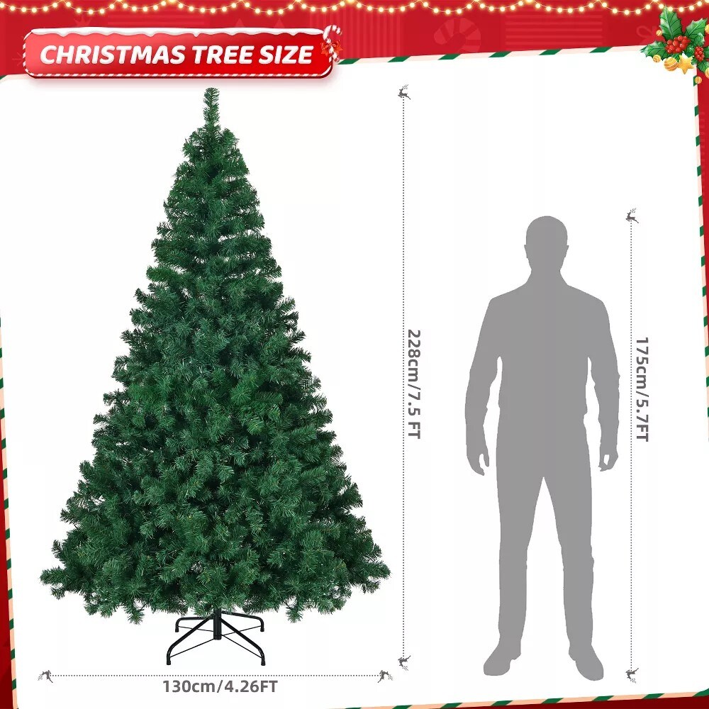 Fenbeli 7.5ft Pre-Lit Artificial Christmas Tree with 400 Multicolor LED ...