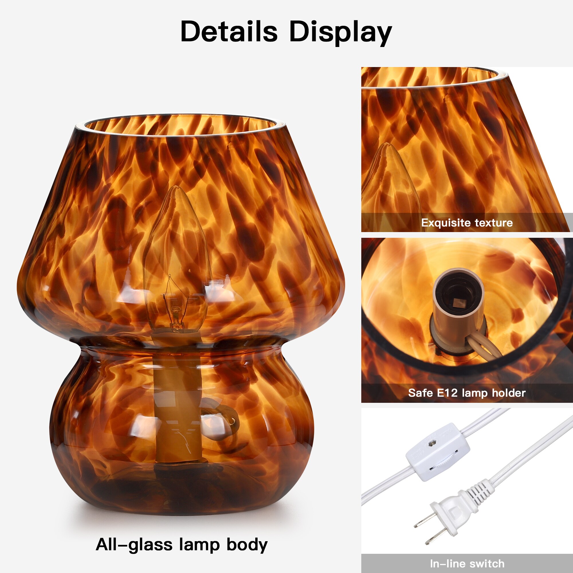 UrFurnishings Dakesha 7.25-in Black LED Table Lamp with Glass Shade TD ...