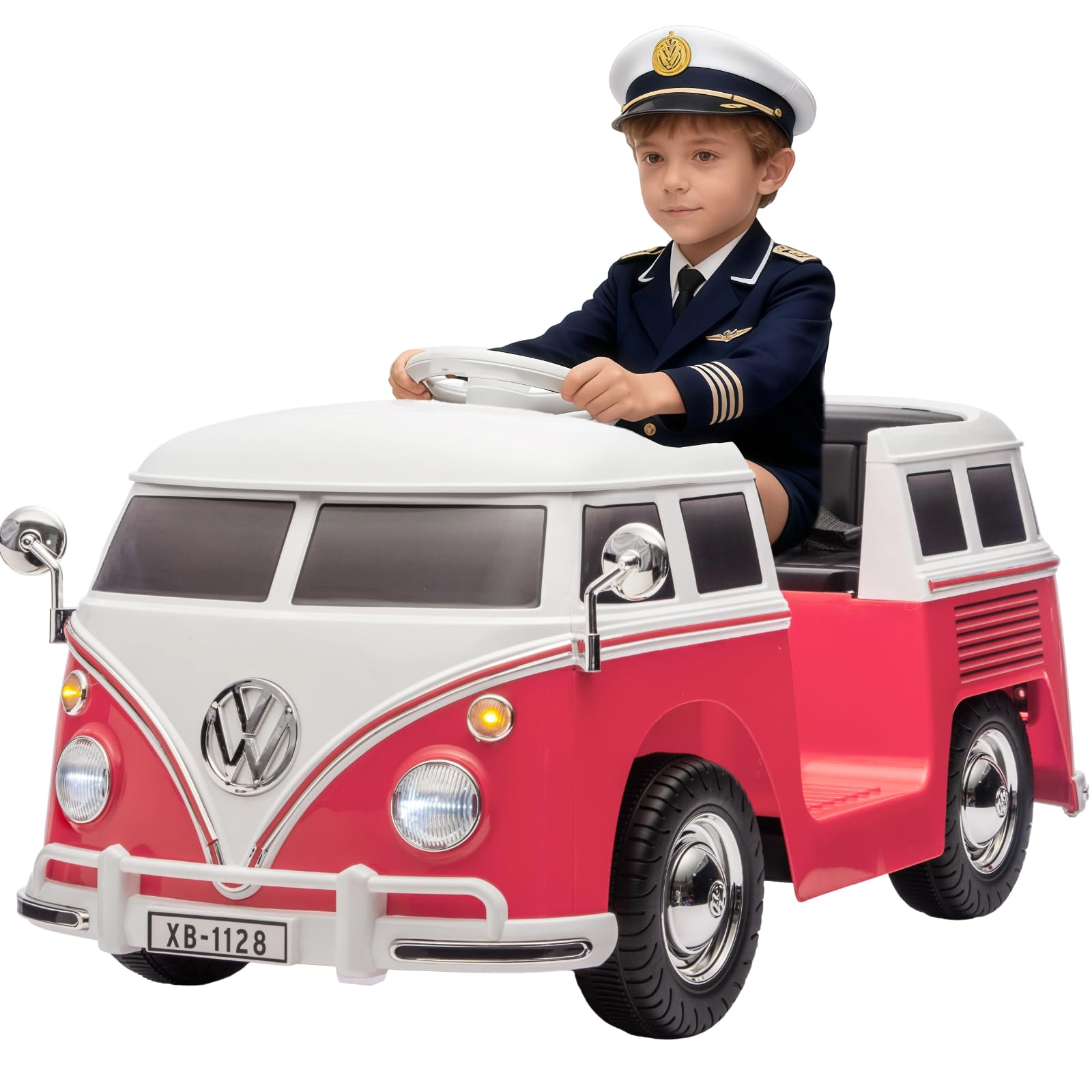 Garvee 6V Licensed Volkswagen T1 Bus Ride On Car for Kids with LED ...