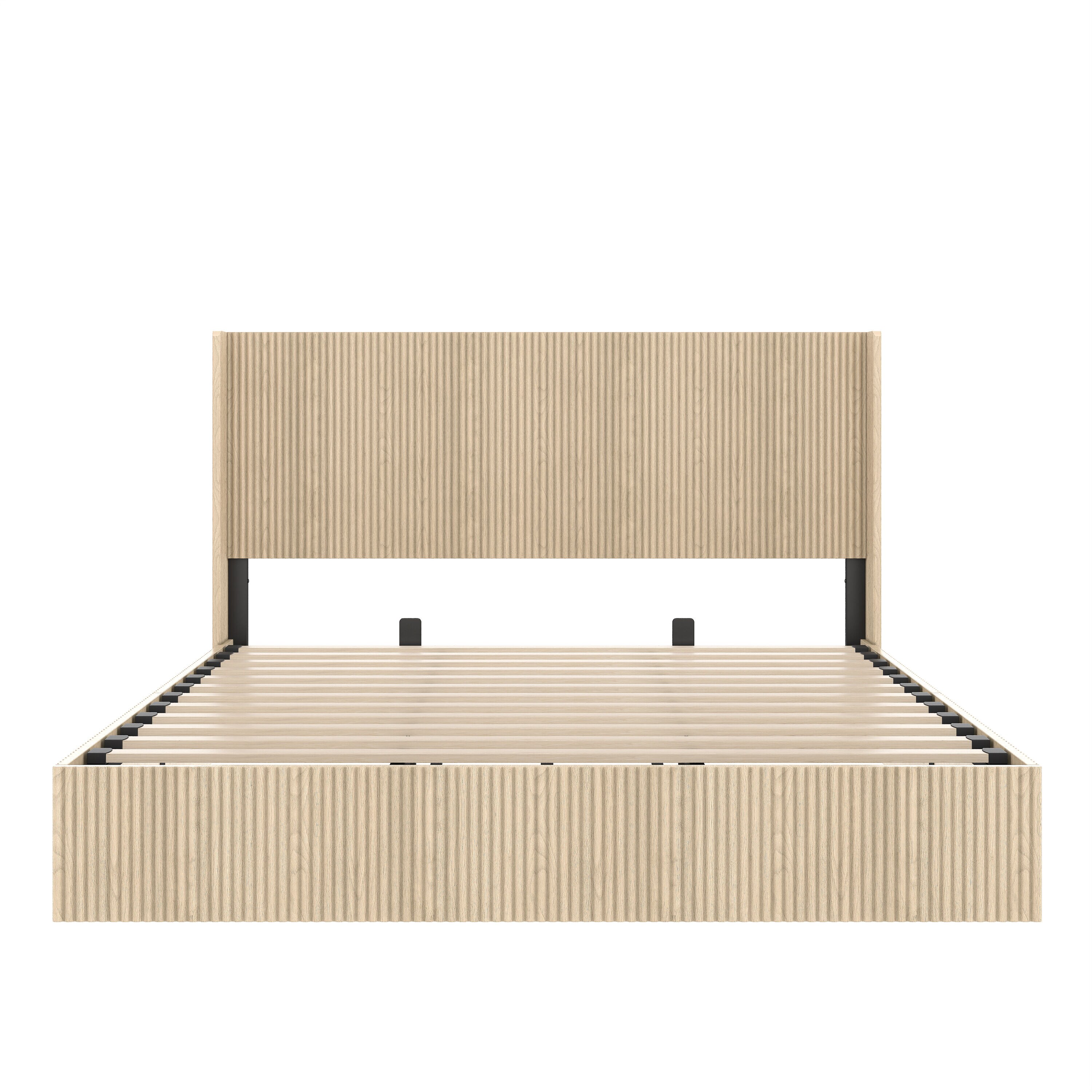 LUXEYARD King concave lift storage wood bed frame large storage no box ...