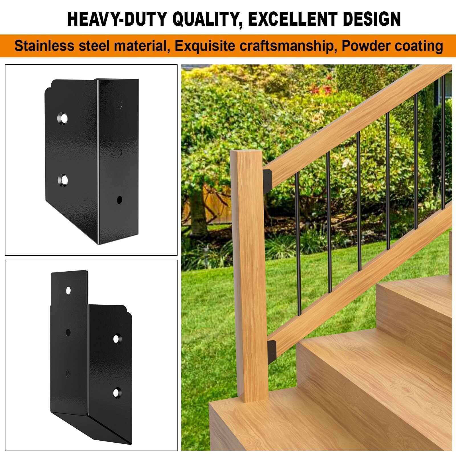 Anqtovp 30 Degree Stair Deck Railing Brackets Connectors for 2x4 Actual ...
