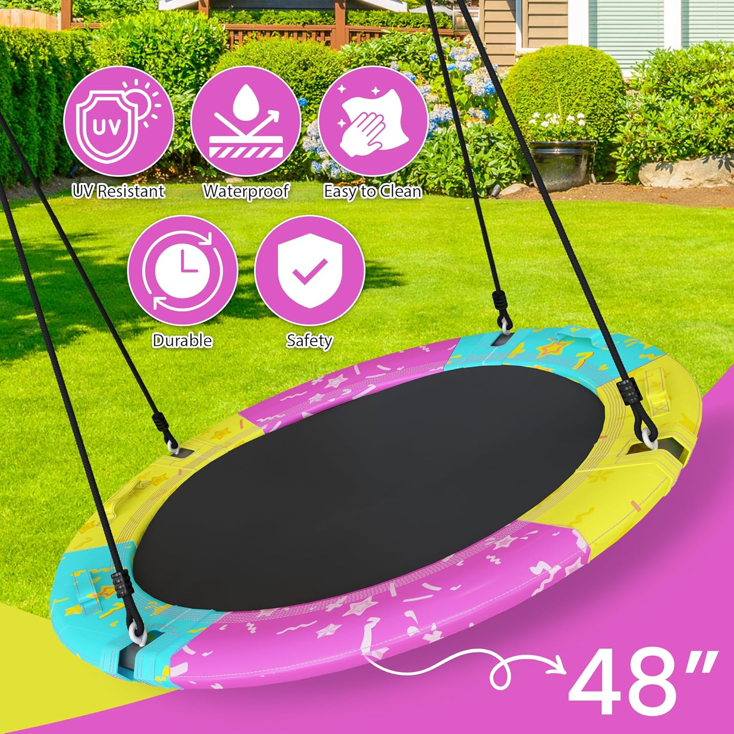 JYGOPLA Tree Swing Saucer Swing for Kids and Adults ASTM Approved Swing ...
