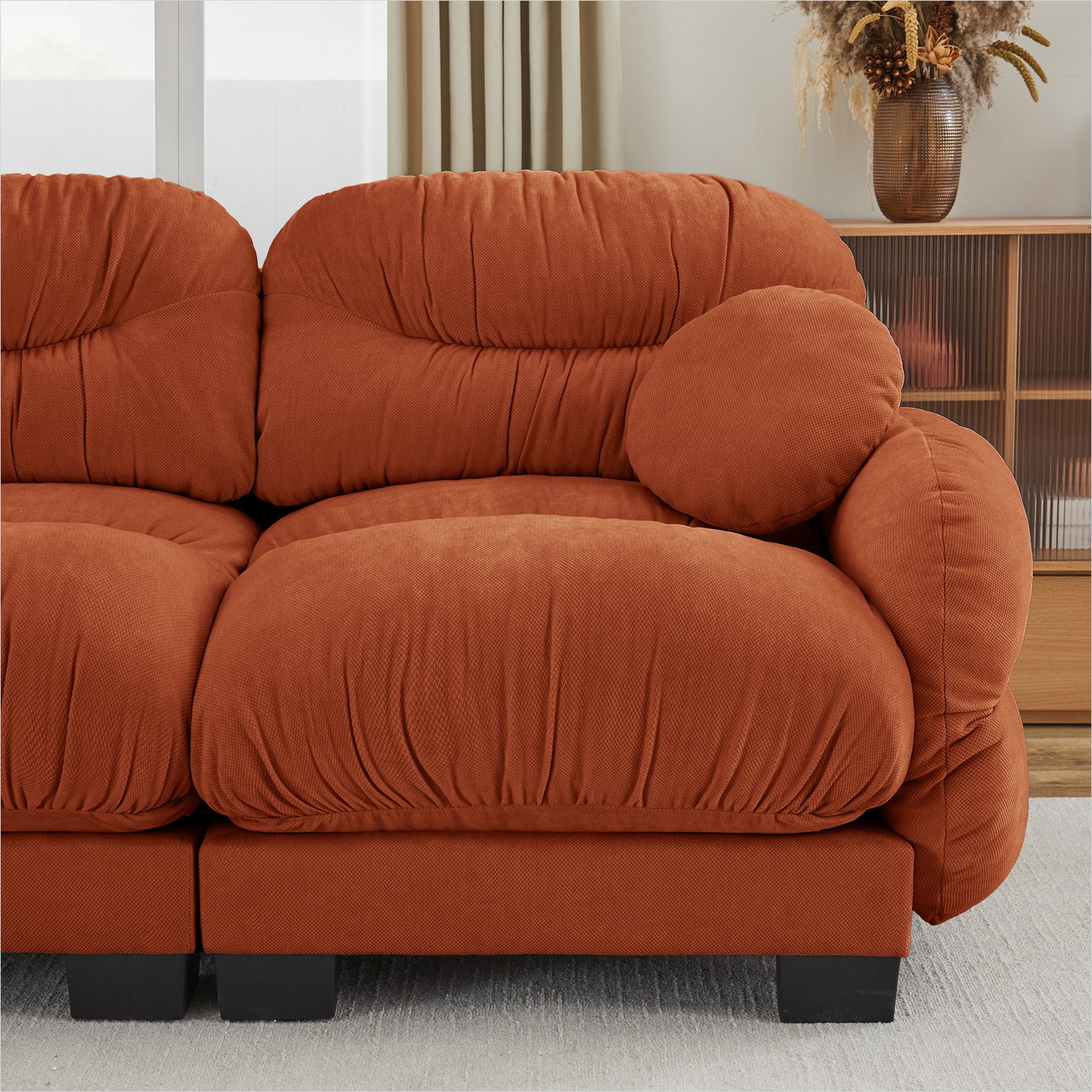 Naturefalls L-Shape 4-Seater Sectional Sofa with Ottoman in Classic ...