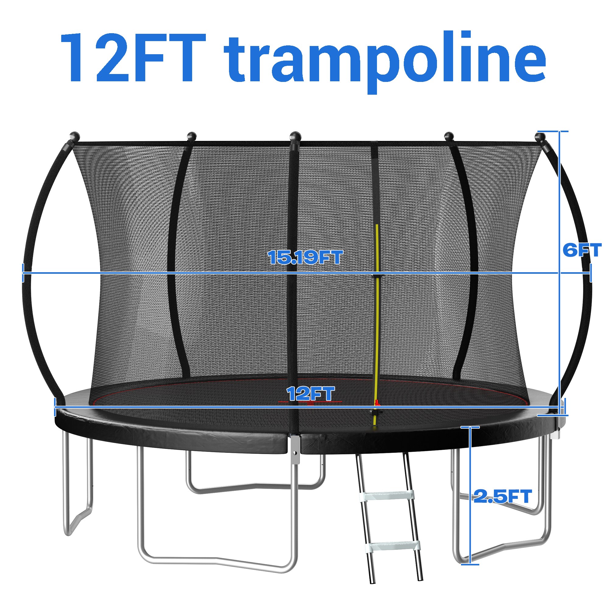 Fun Orange Heavy-Duty Trampoline for Kids Adults 12-ft Round Backyard ...