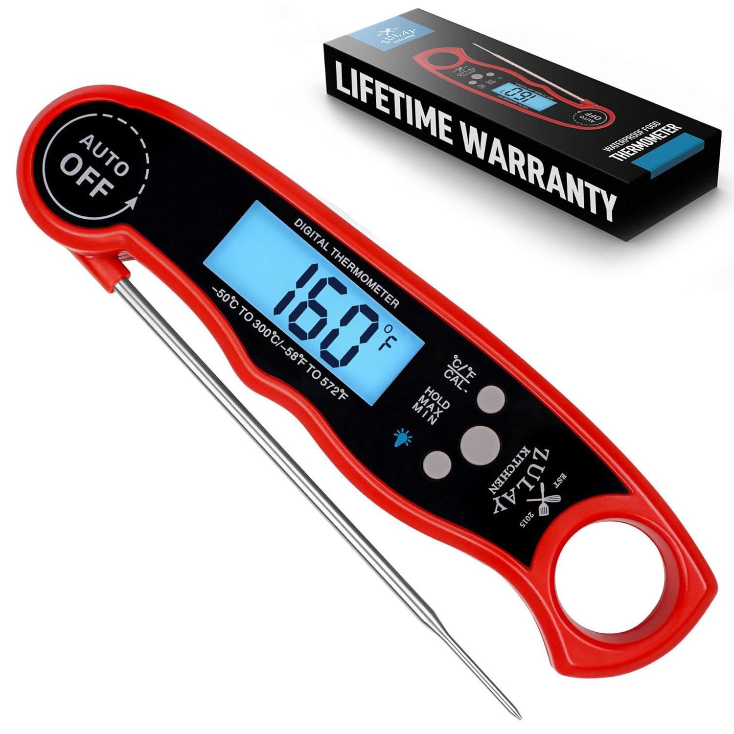 Zulay Kitchen Instant Read Digital Meat Thermometer Waterproof Cooking ...