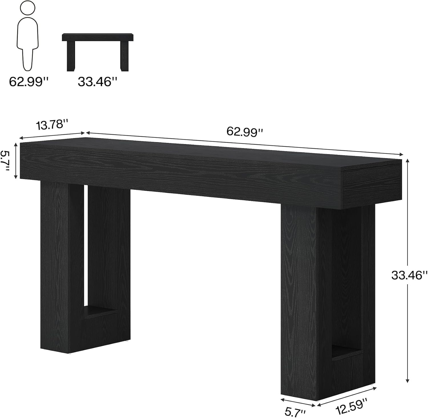 Tribesigns 63 inches Farmhouse Console Table Natural Wooden Sofa Table ...