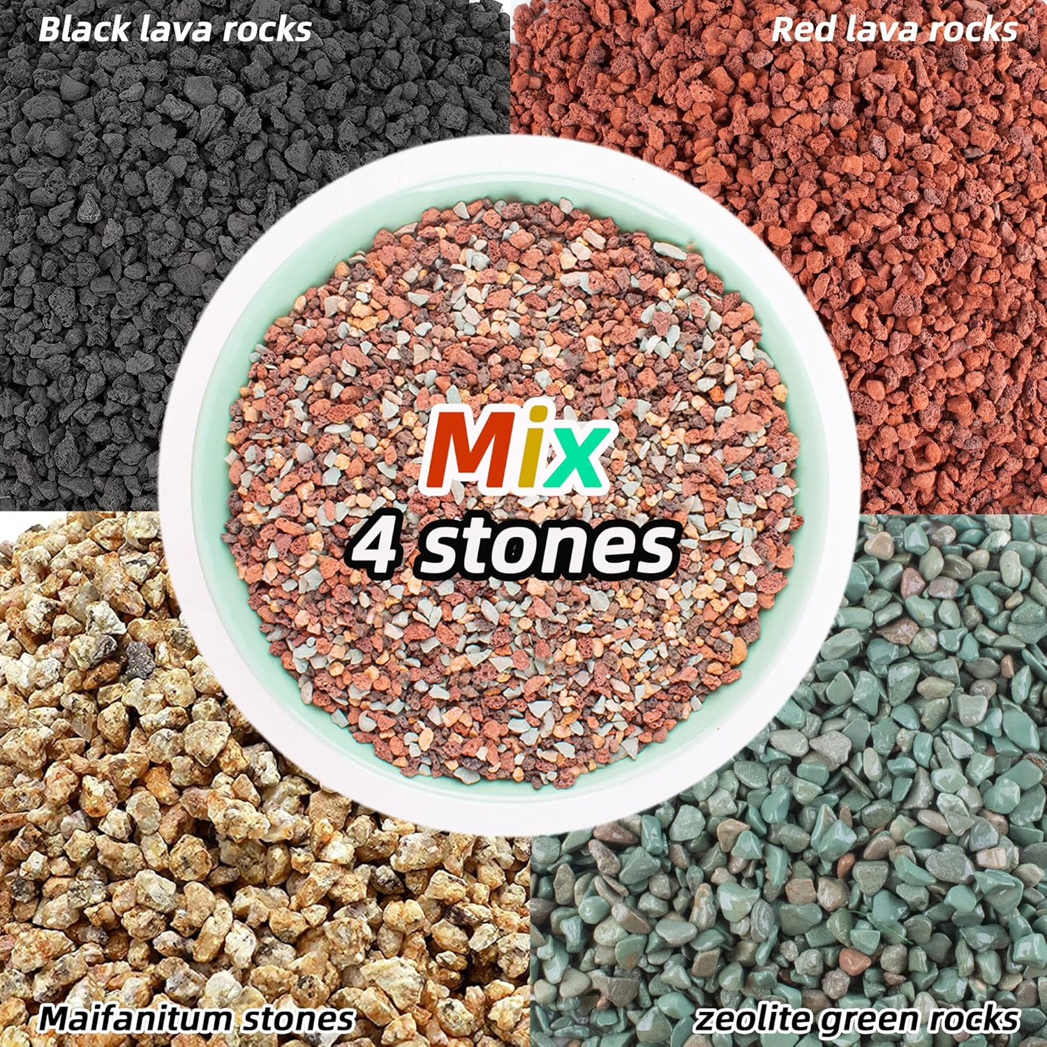 MaseiKar 9lb Mix Lava Rocks for Plants in Door - Gravel Pebbles for ...
