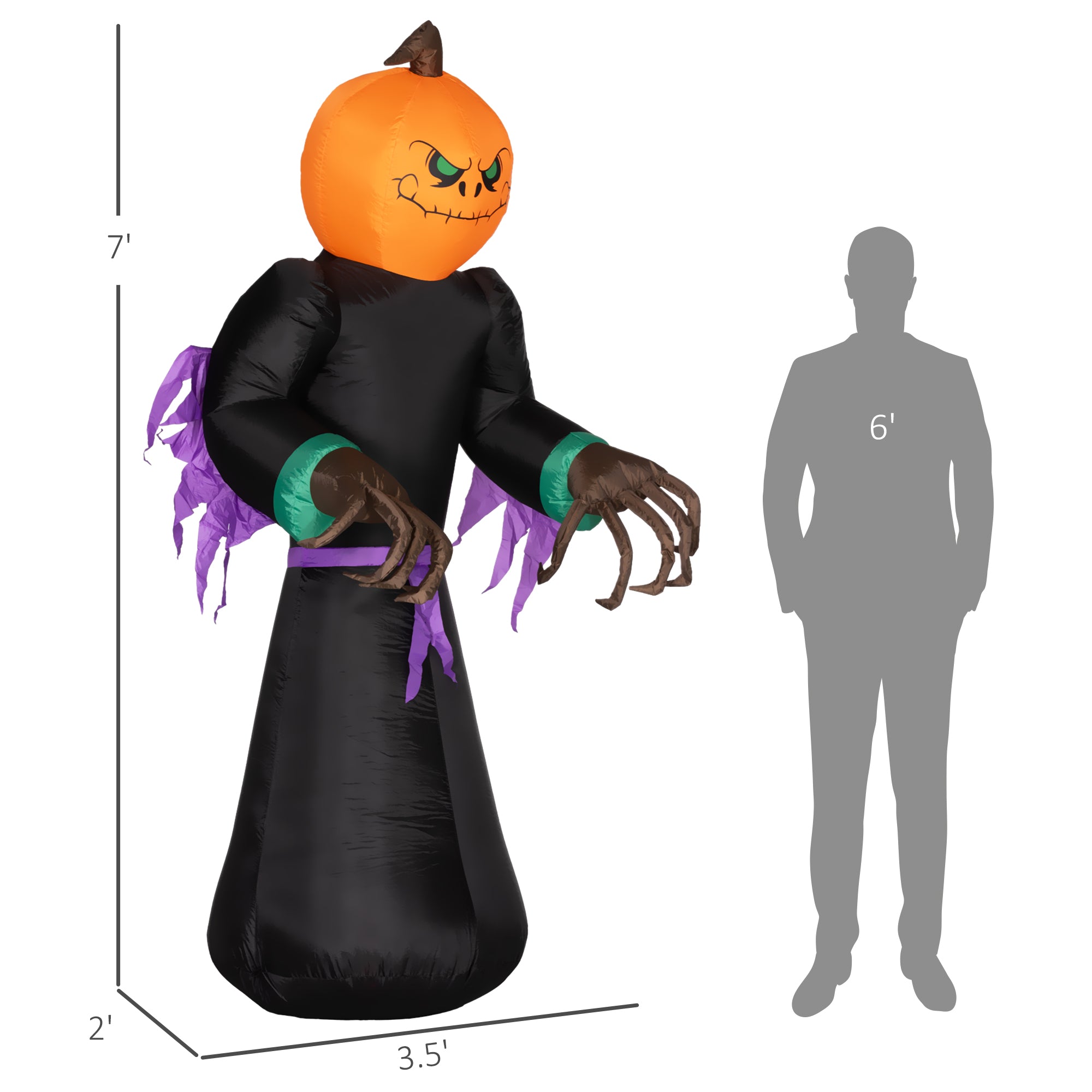 Boyel Living 7ft Halloween Inflatable Reaper Ghost with Pumpkin Lighted ...