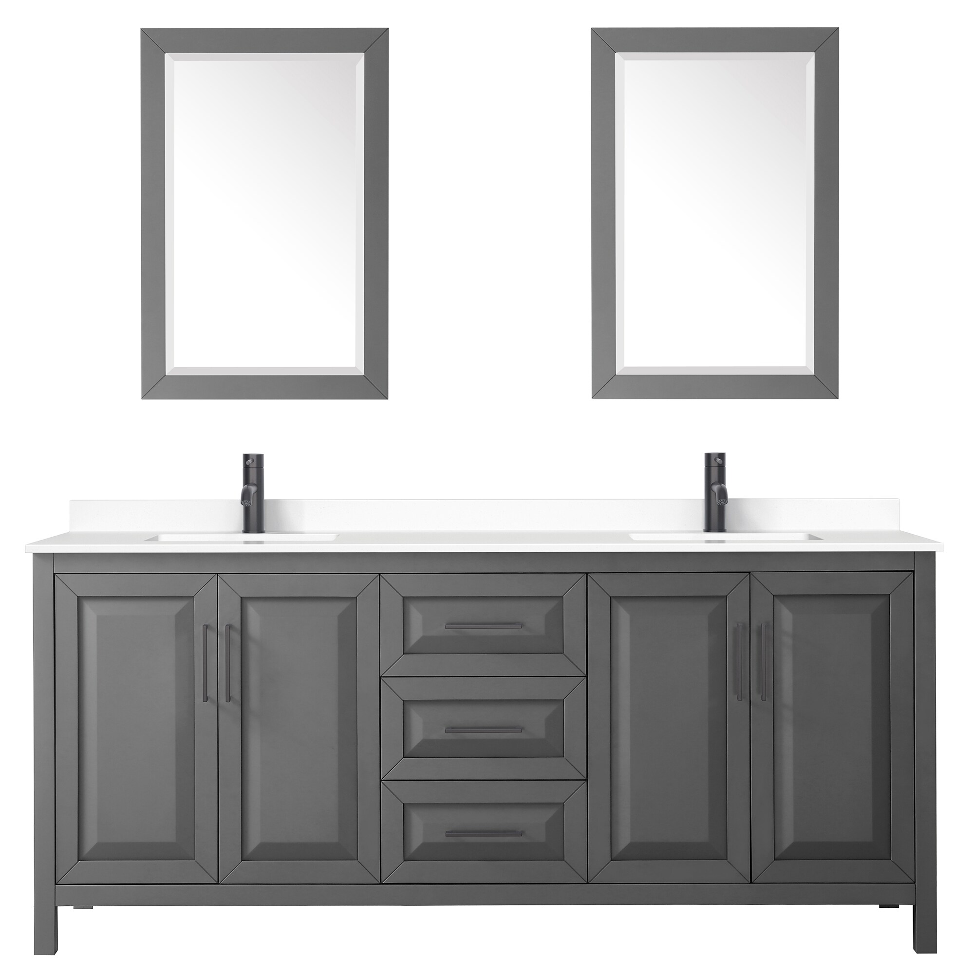Wyndham Collection Daria 80-in Dark Gray with Matte Black Trim ...