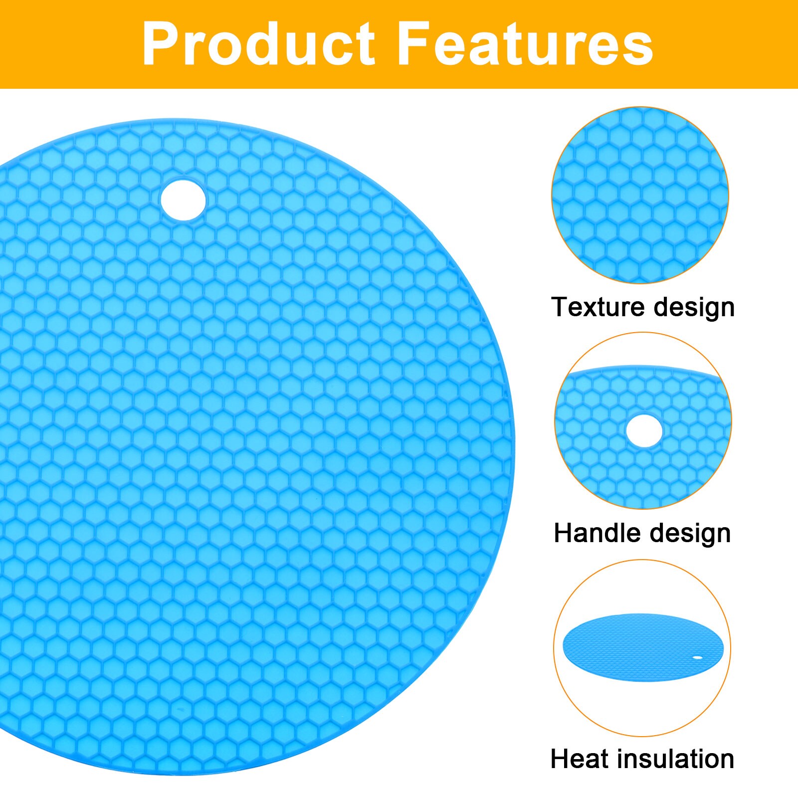 Unique Bargains 4pcs Silicone Jar Opener Pads 17.5cm/7inch Texture Can ...