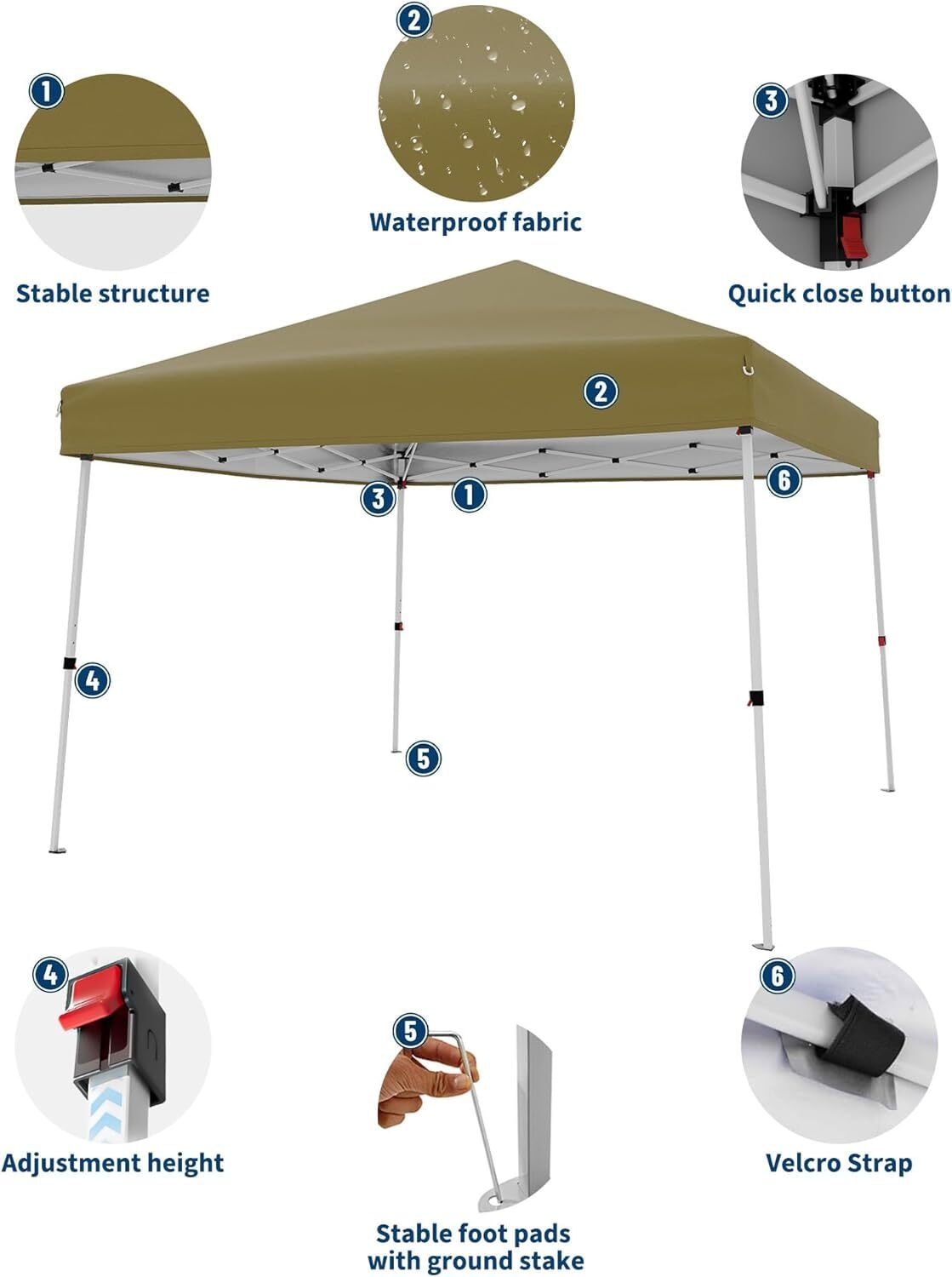 Garvee 10x10FT Slant Leg Pop-Up Canopy Tent Portable Outdoor Shelter ...