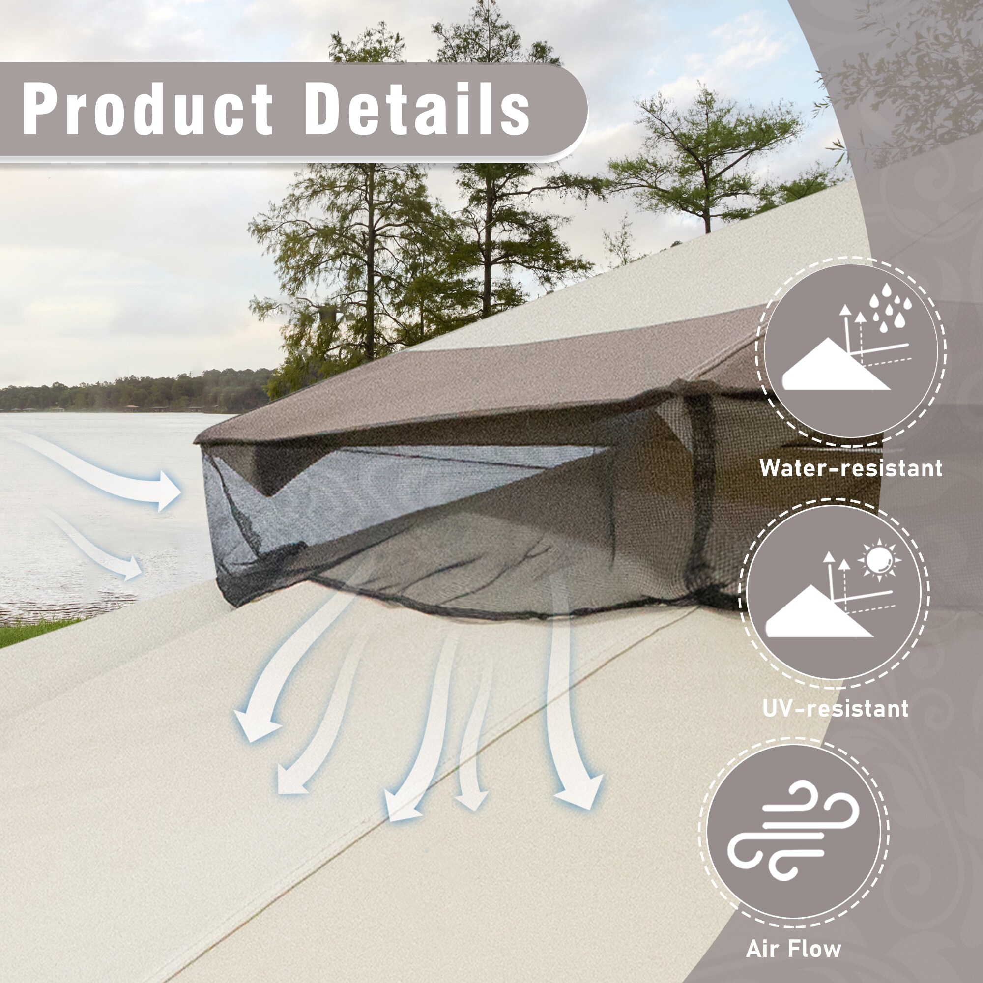 Gardenbee 20-ft x 10-ft Black frame and beige fabric Gazebo with Soft ...