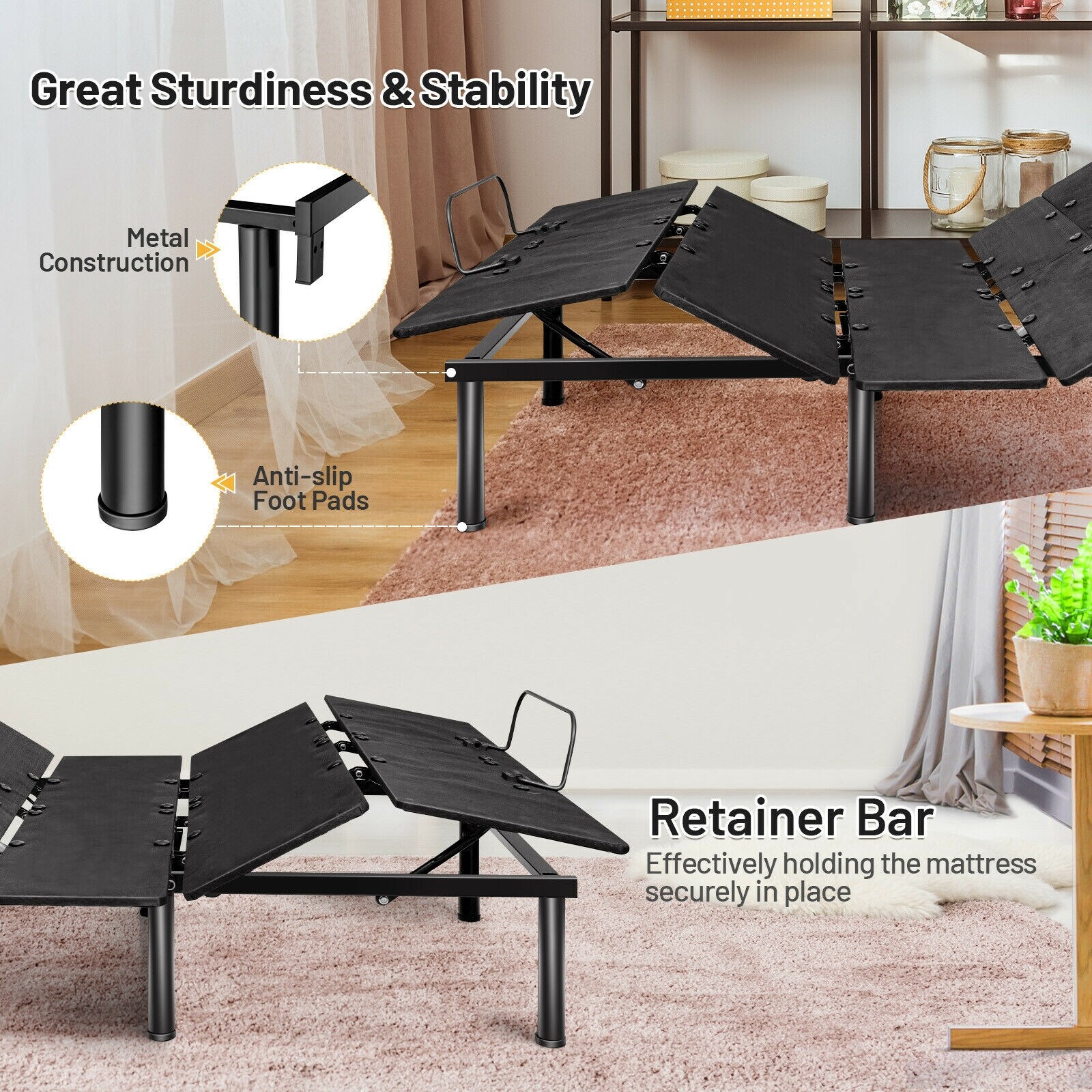 Fenbeli Adjustable Bed Base with Head and Foot Lift Wireless Remote USB ...