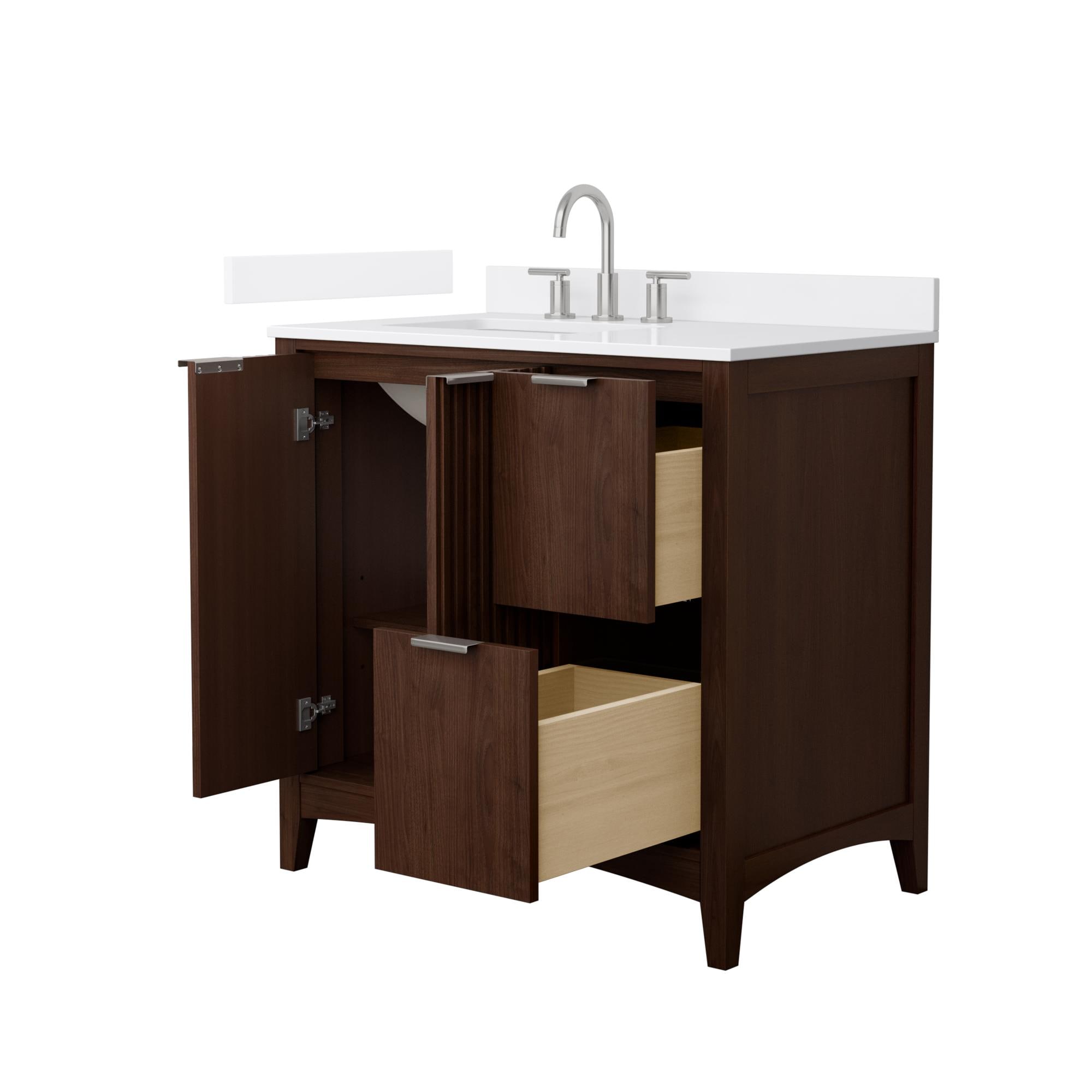 Wyndham Collection Palmilla 36-in Dark Walnut with Brushed Nickel Trim ...