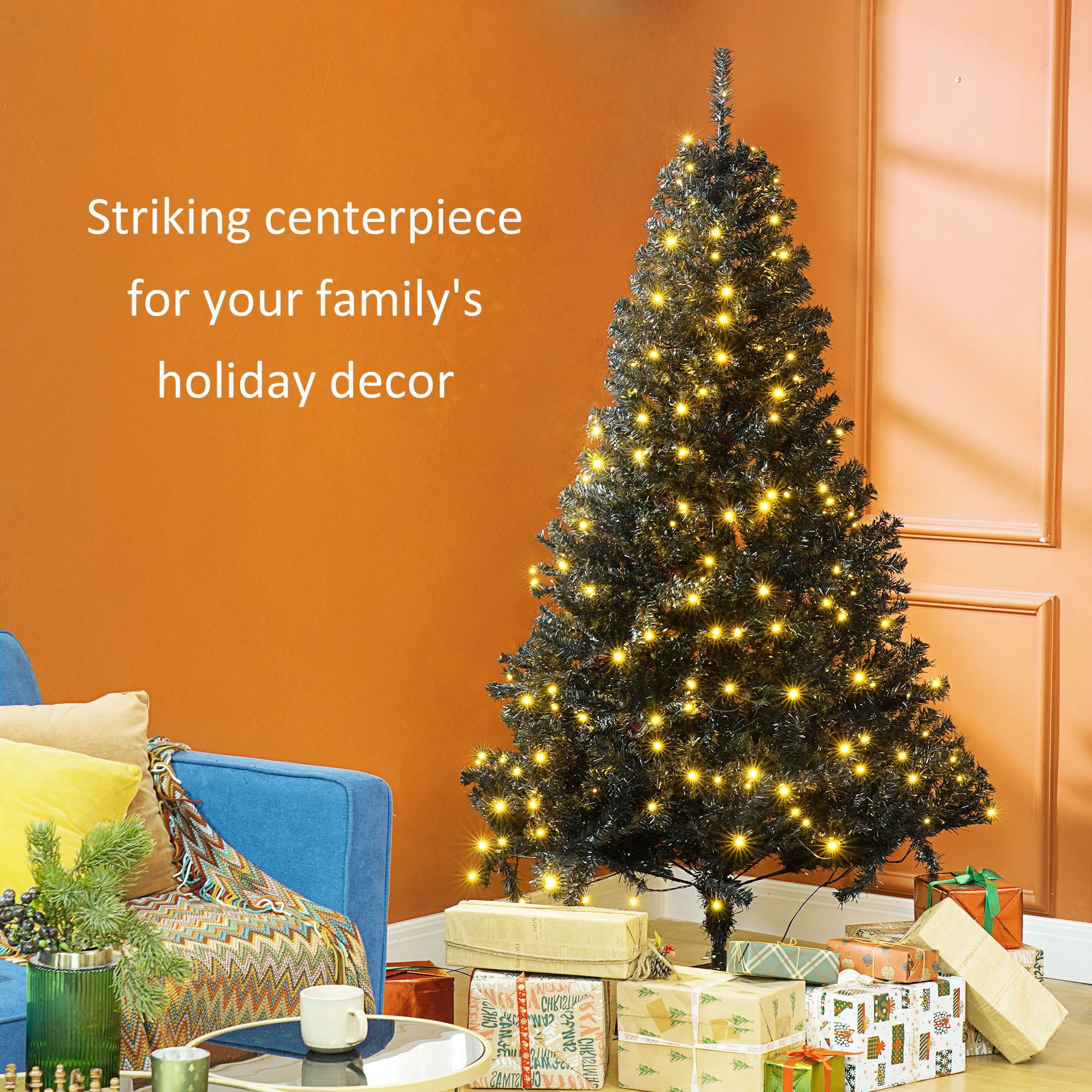 CIPACHO 6 FT Tall PreLit Artificial Christmas Tree with Realistic ...