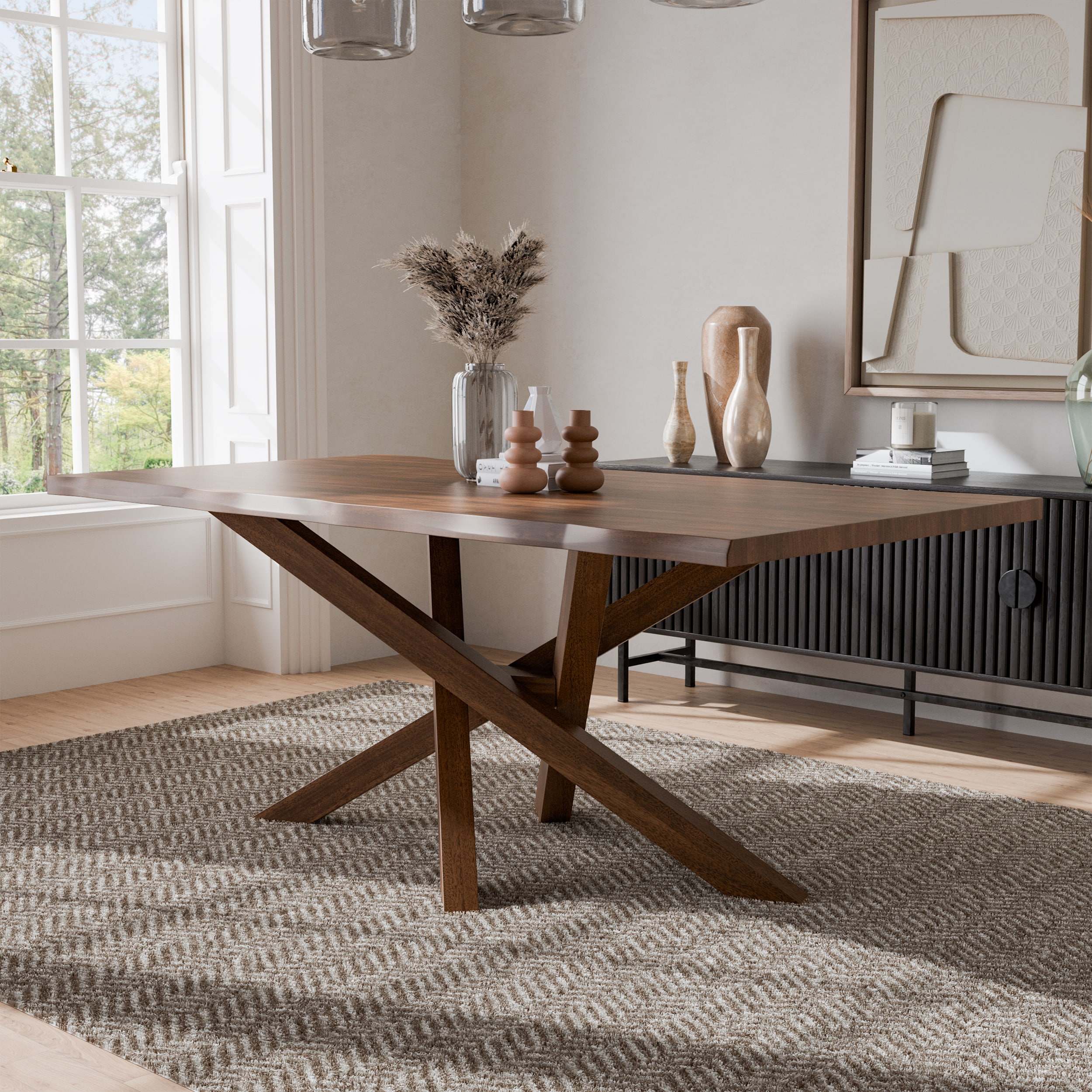 Furniture of America Shelun Rich Walnut Contemporary/Modern Wood Dining ...