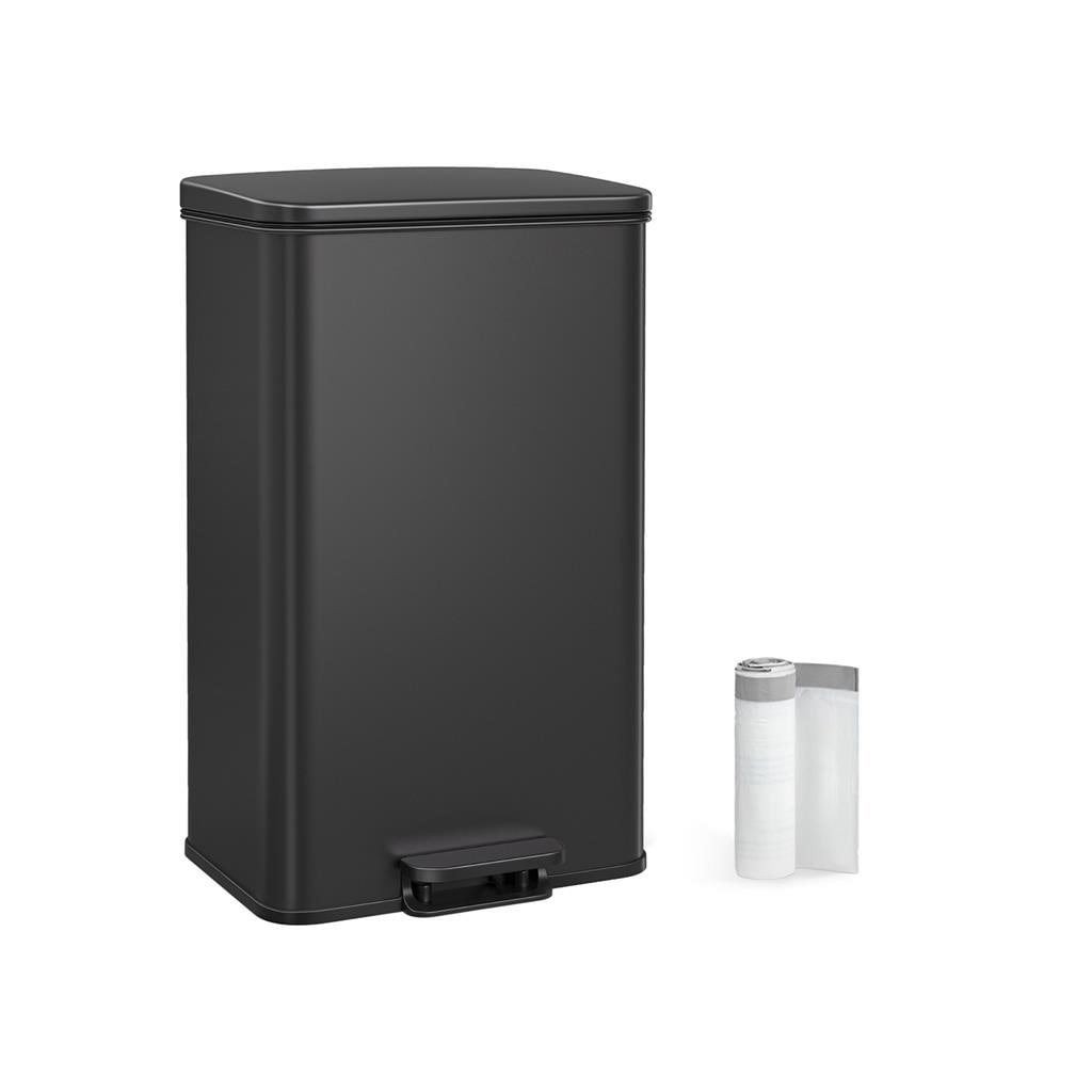 Slickblue Step Trash Can (10.5 Gallon) Black Stainless Steel ...