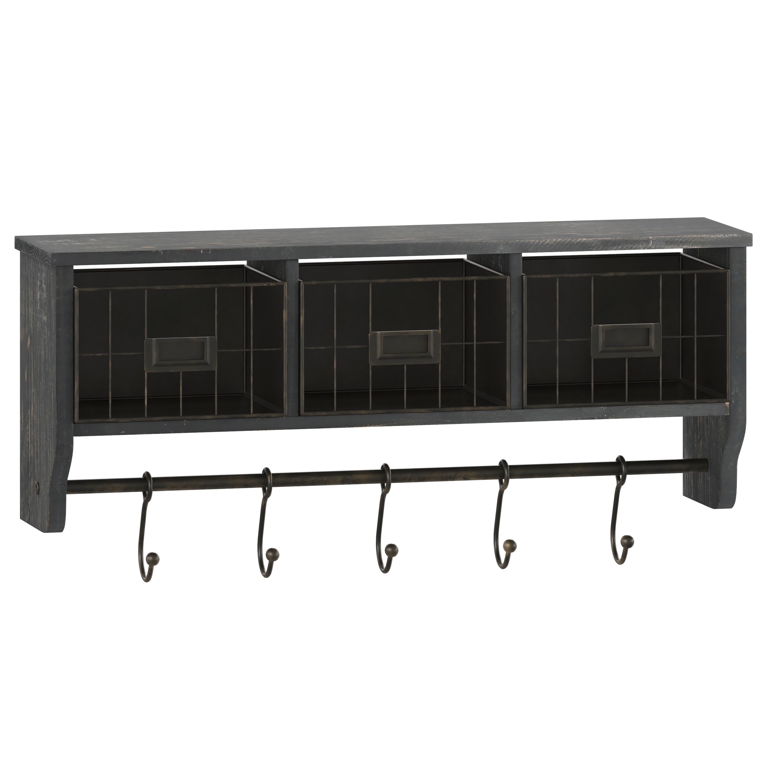Flash Furniture Daly Wall Mounted 24 Inch Solid Pine Wood Storage Rack ...