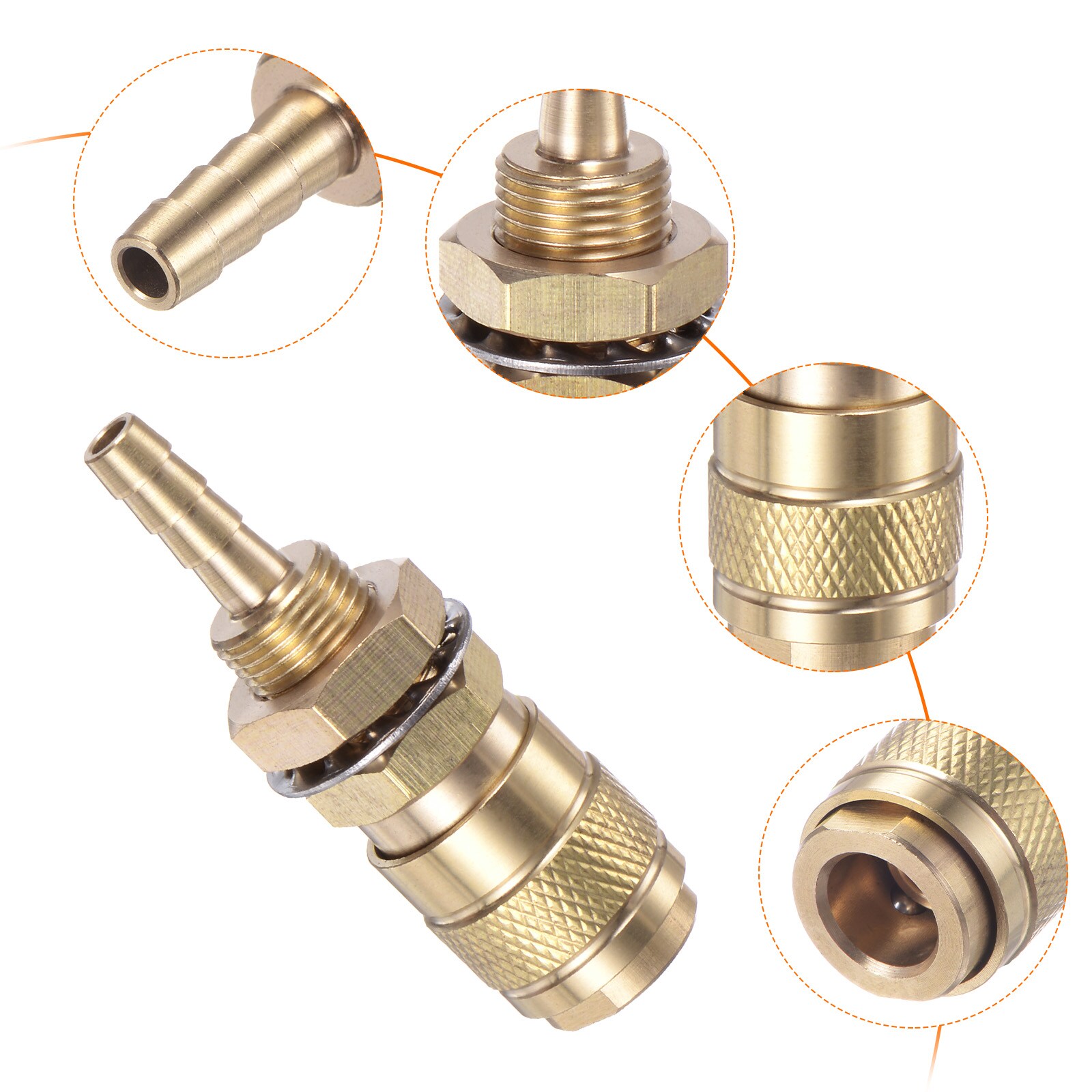 Unique Bargains 6pcs Gas and Water Quick Connector for Tube Inner Dia ...