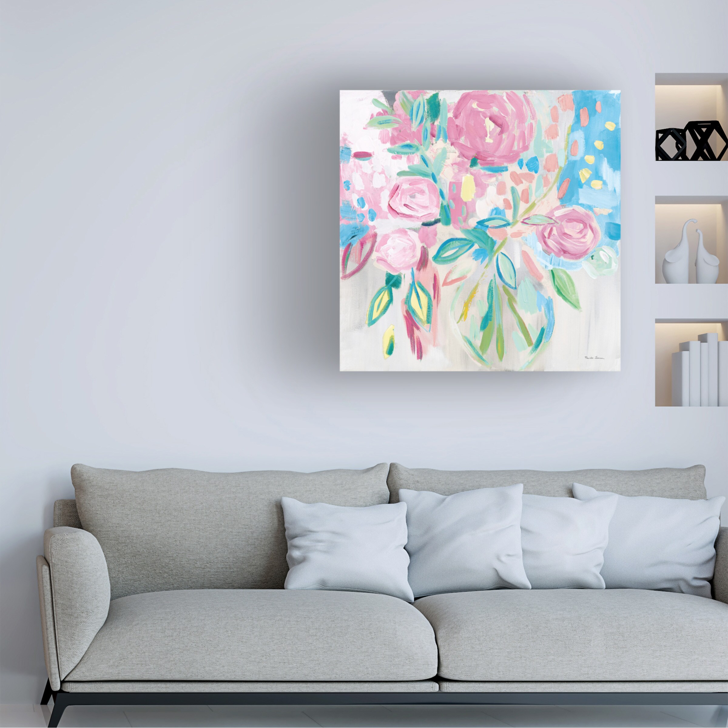 Trademark Fine Art Farida Zaman Summer Pink Floral Pastel Canvas Art in ...