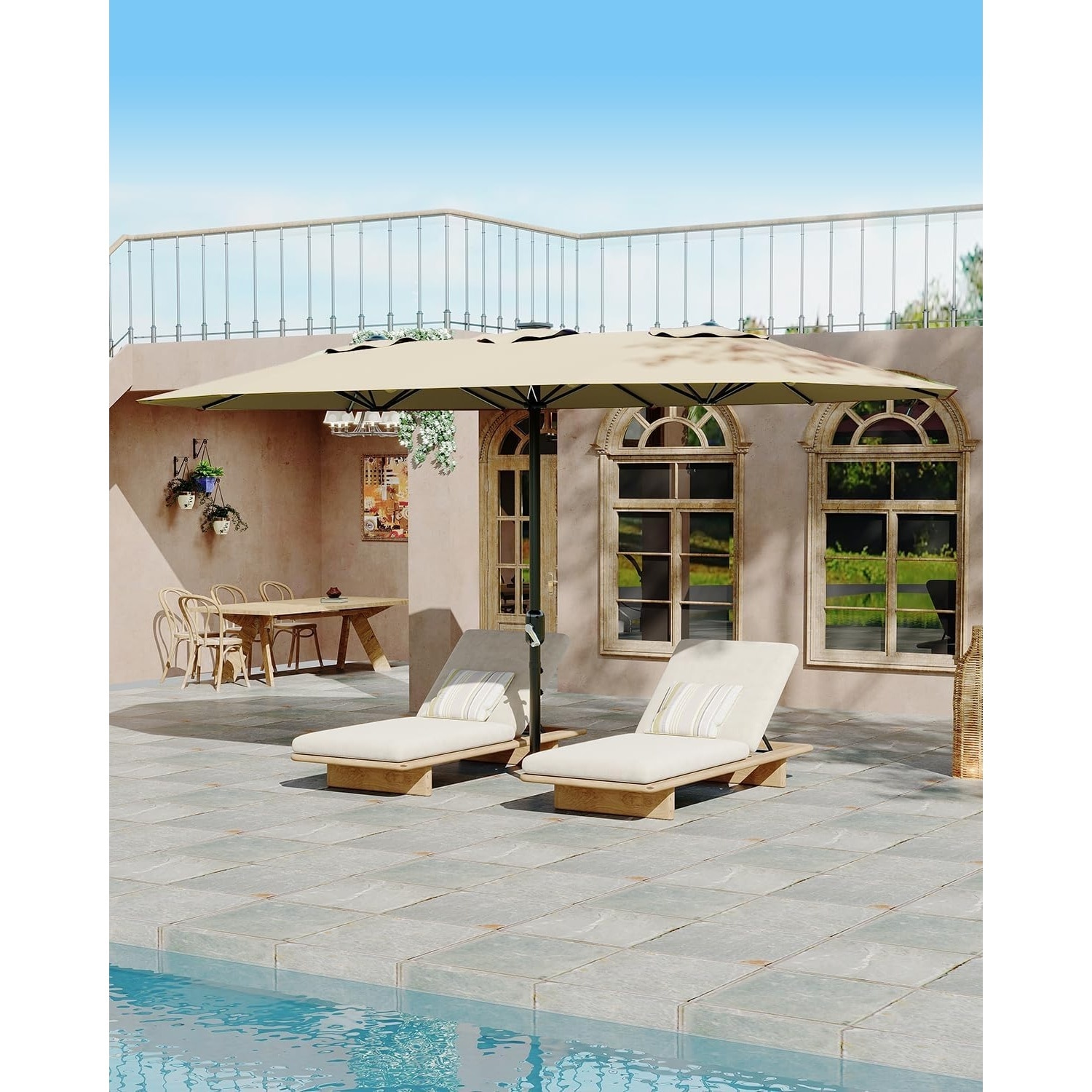 Garvee 13Ft Large Patio Umbrella with Base Included Double Sided ...