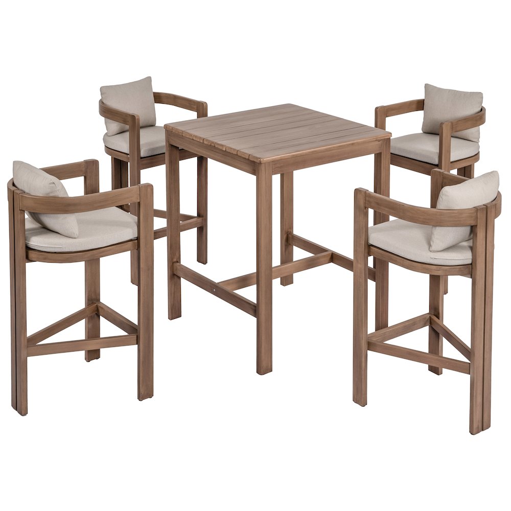 Meridian Newport Natural Acacia Wood Outdoor Patio Square Bar Table in ...