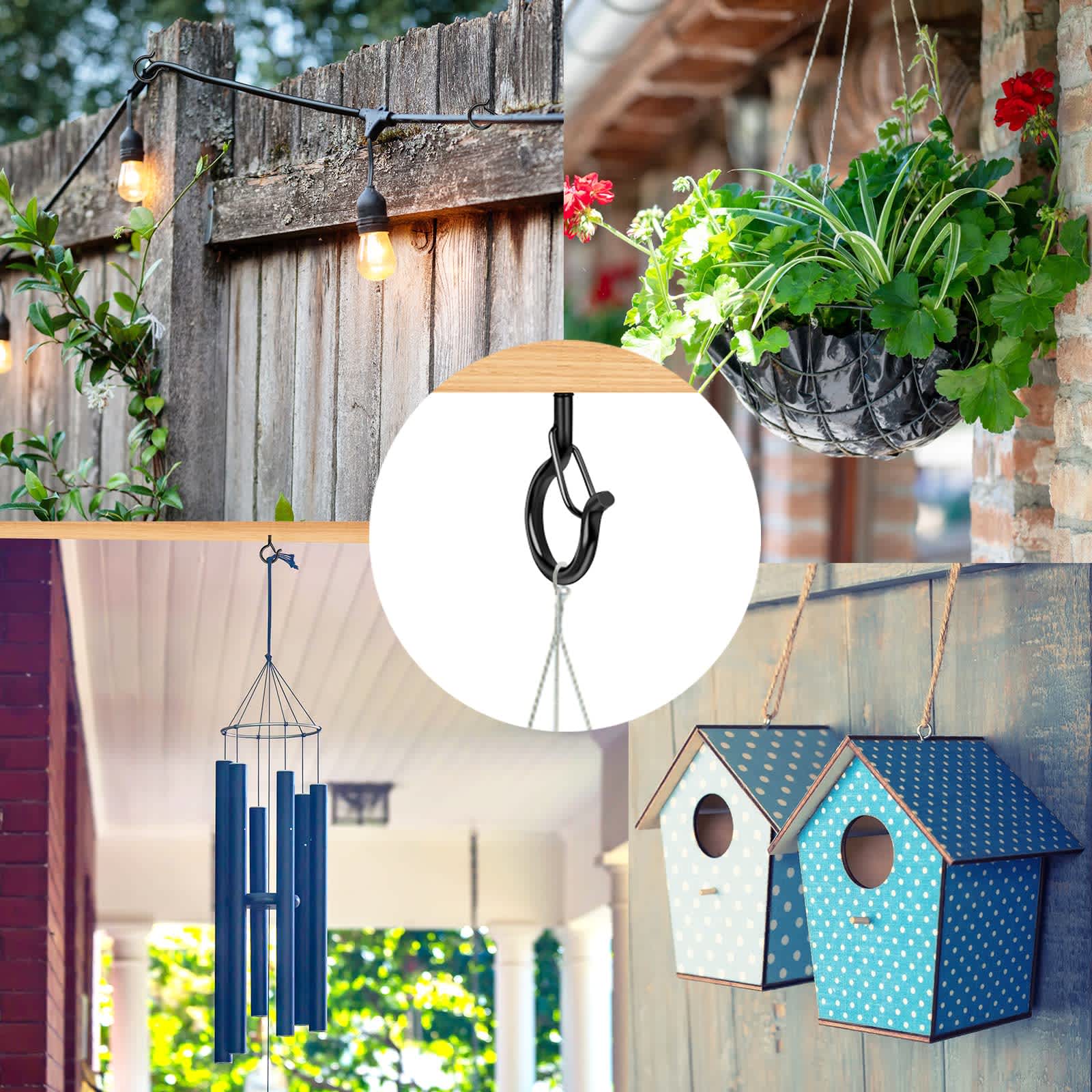 Etokfoks 25 Pack Screw in Hooks for Outdoor String Lights Swivel ...