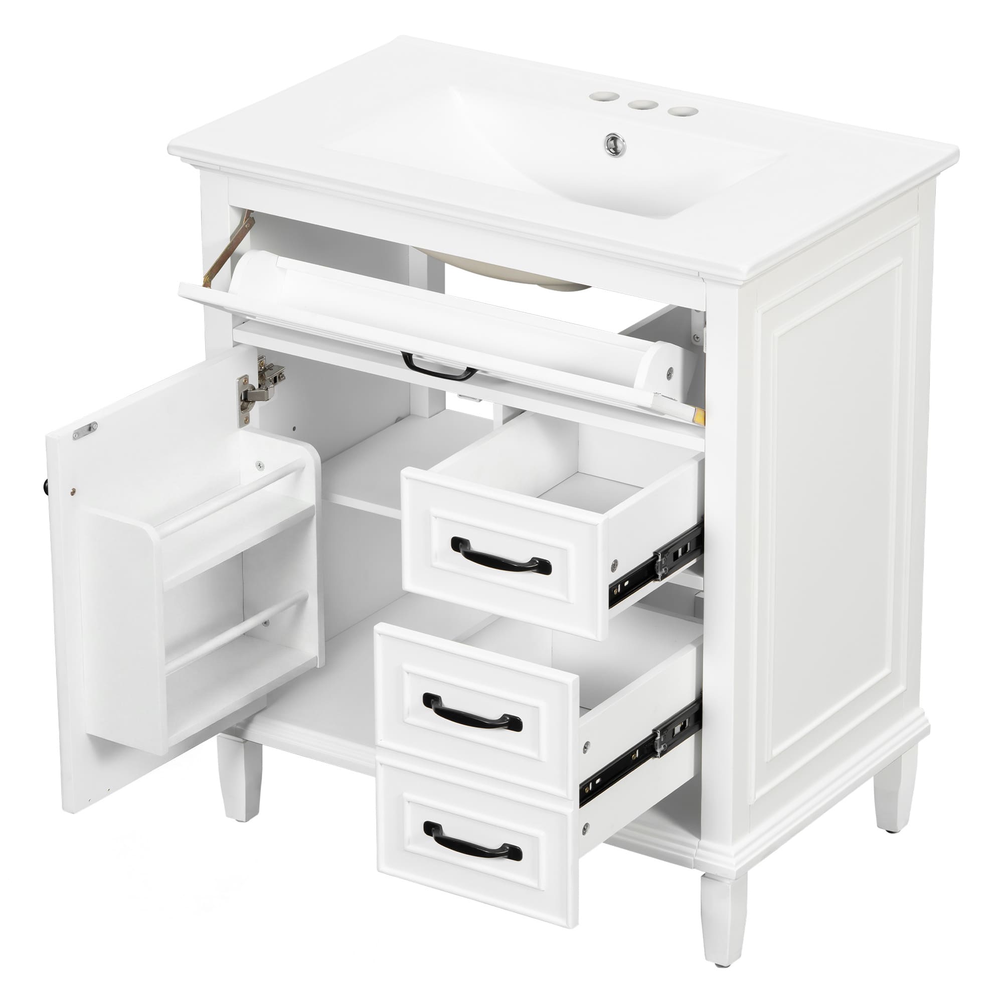 Rbied 30in Bathroom Vanity with Ceramic Sink Solid Wood Frame MDF Pine ...