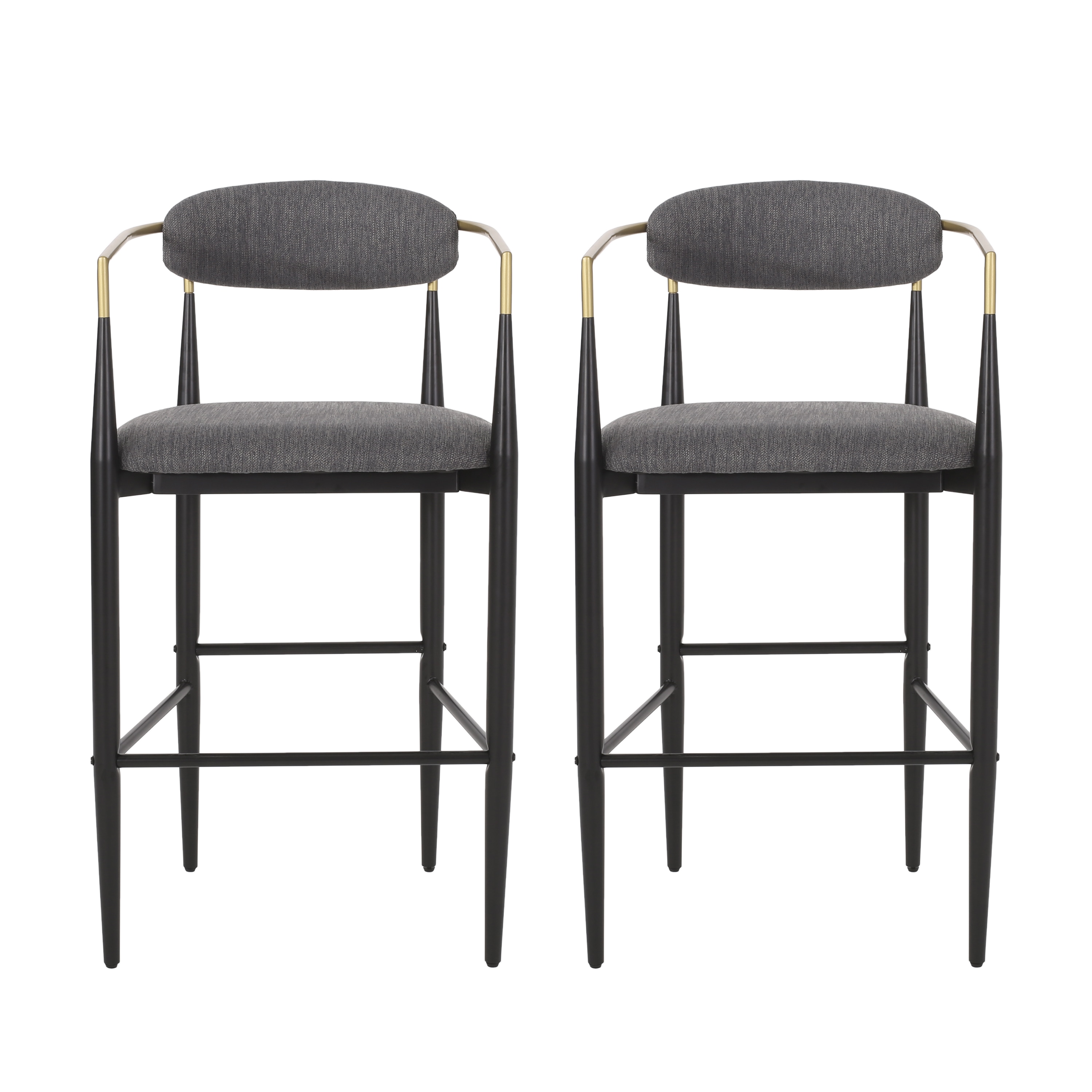LUXEYARD Barstools Set of 2 Upholstered Bar Stools with Backs and Iron ...