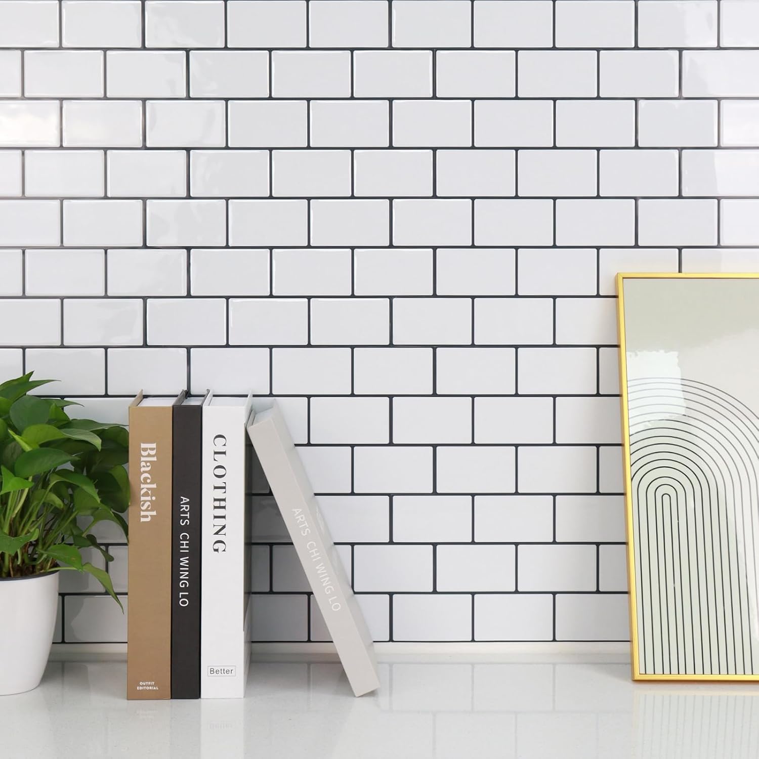 STICKGOO Thick Self Adhesive White Subway Tile 10 Sheet 12x12 Inch ...
