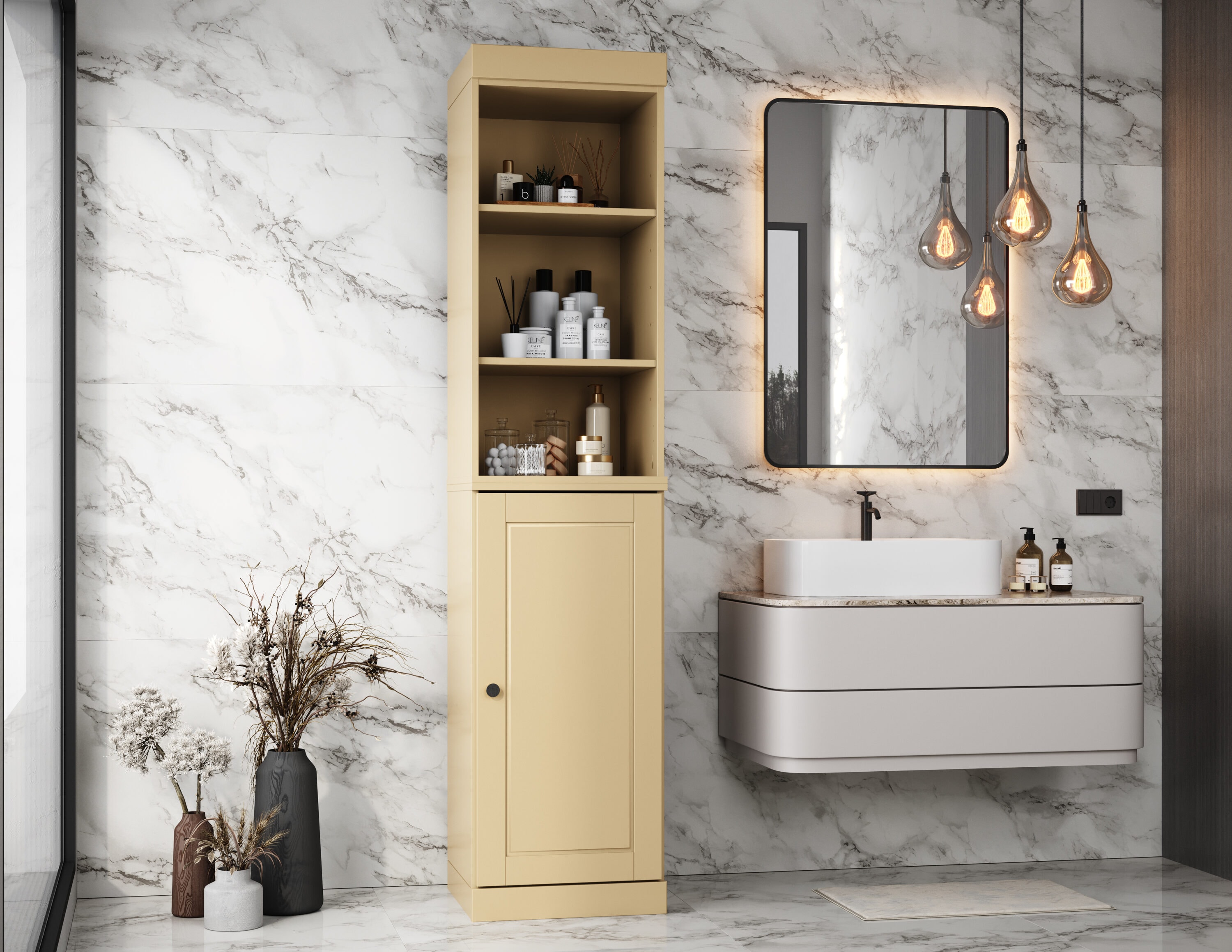 Palace Imports Solid Wood Tall Modular Narrow Raised Panel Bathroom ...