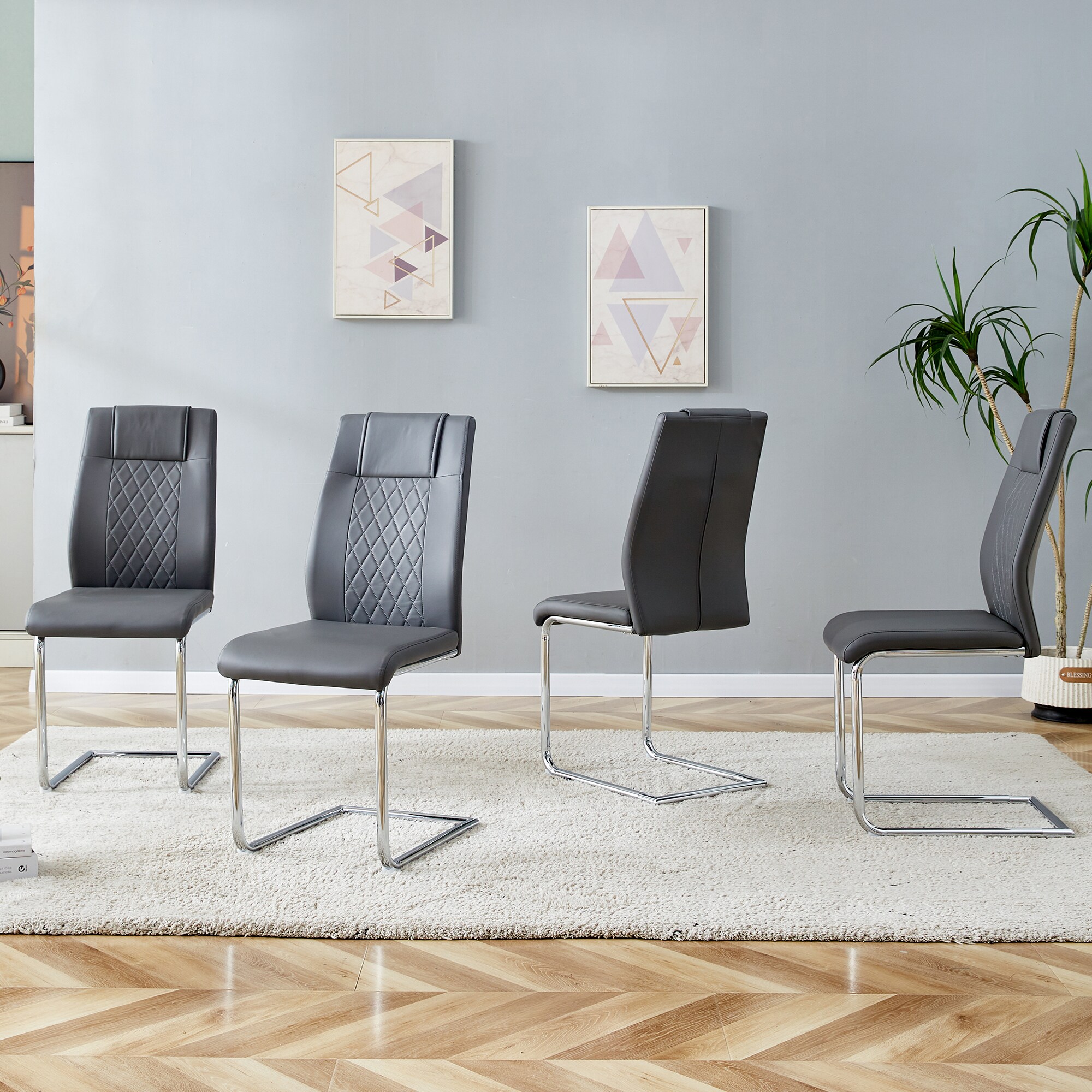 Blisstyle Modern Dining Chairs with Faux Leather Padded Seat Dining ...