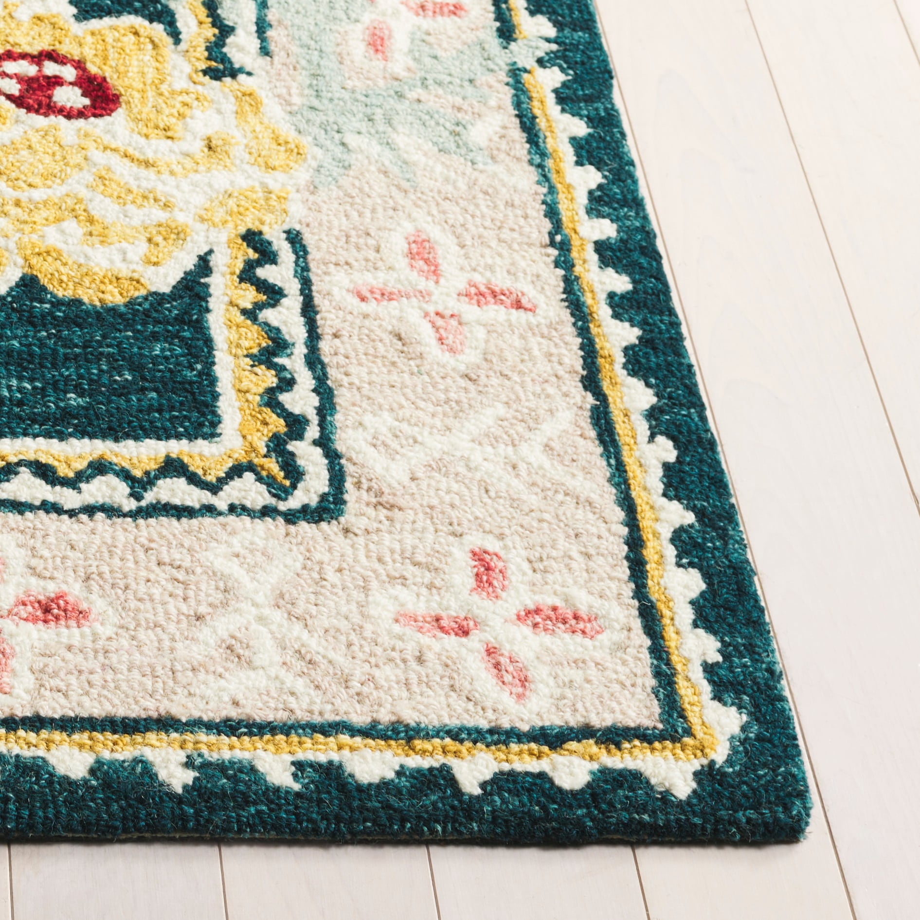 Safavieh Jardin 476 Dark Green/Pink Country Floral 4Ft x 6Ft Small ...