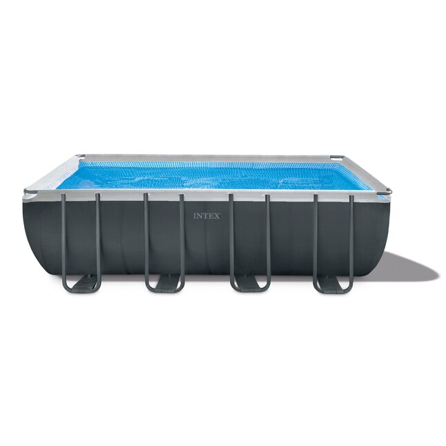 Intex 18-ft x 9-ft x 52-in Metal Frame Rectangle Above-Ground Pool with ... Intex 18-ft x 9-ft x 52-in Metal Frame Rectangle Above-Ground Pool with ...