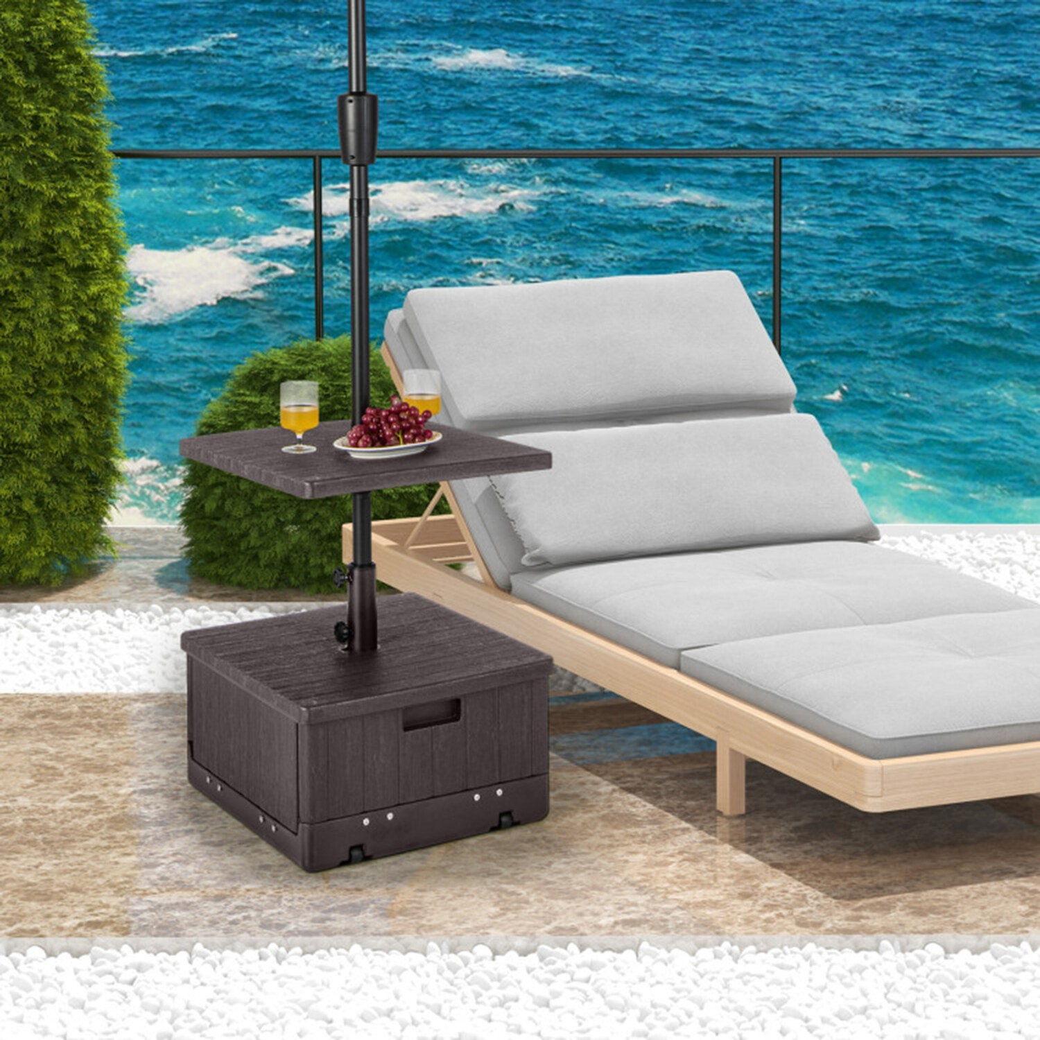Mondawe 175-lb Black HDPE and Metal Fillable Patio Umbrella Base with ...