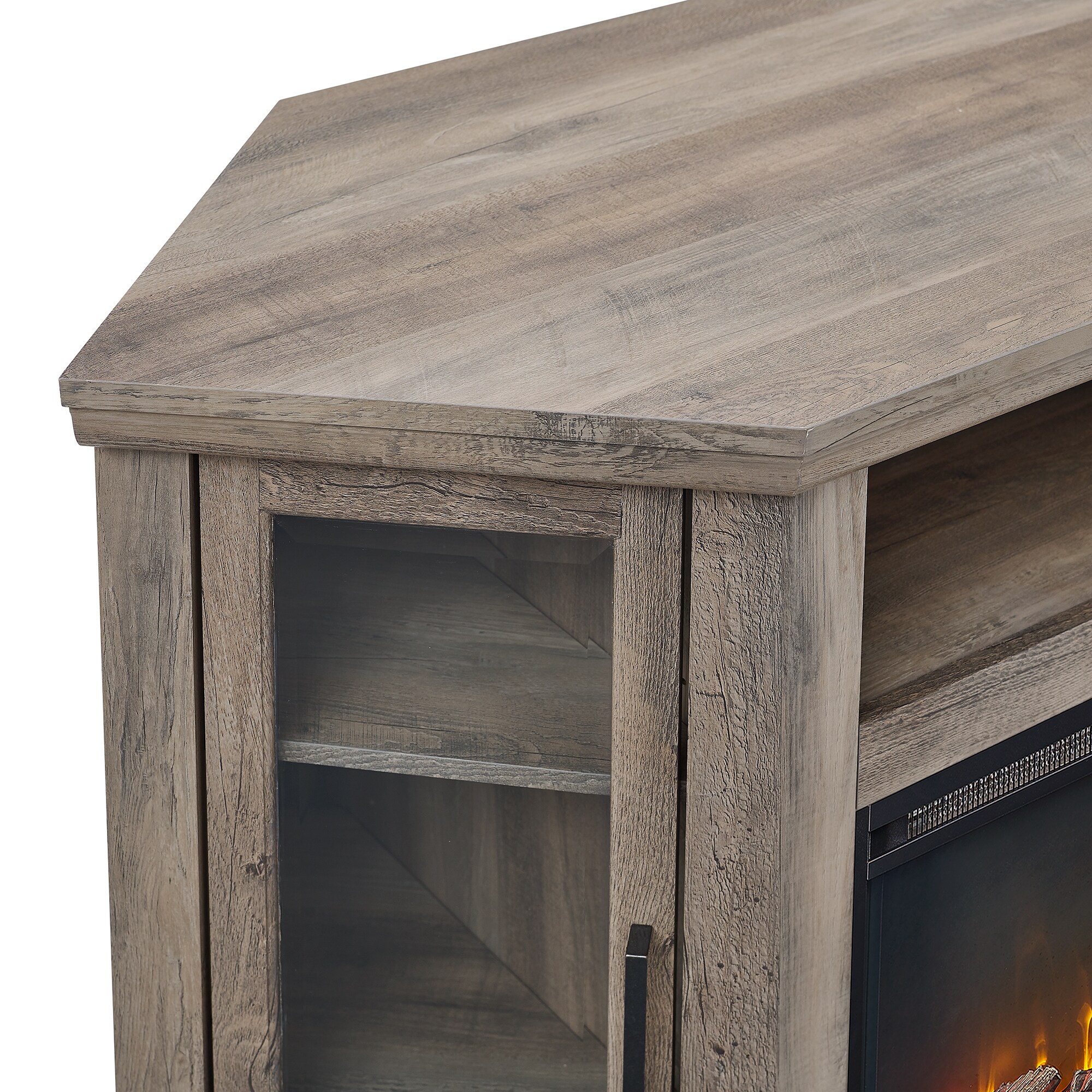 Siavonce 48-in W Brown TV Stand with Infrared quartz Electric Fireplace ...