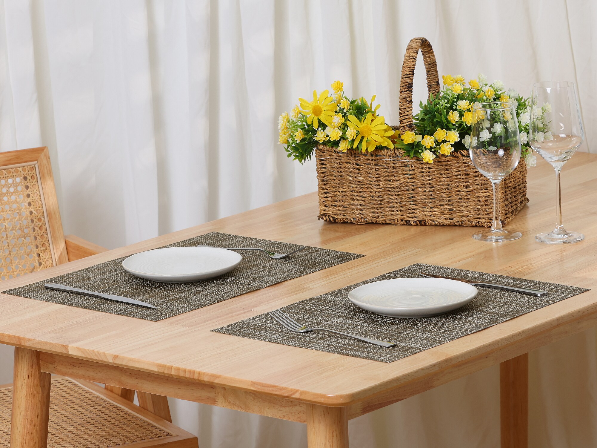 Unique Bargains Placemats 6pcs Woven Placemats for Kitchen Dining Table ...