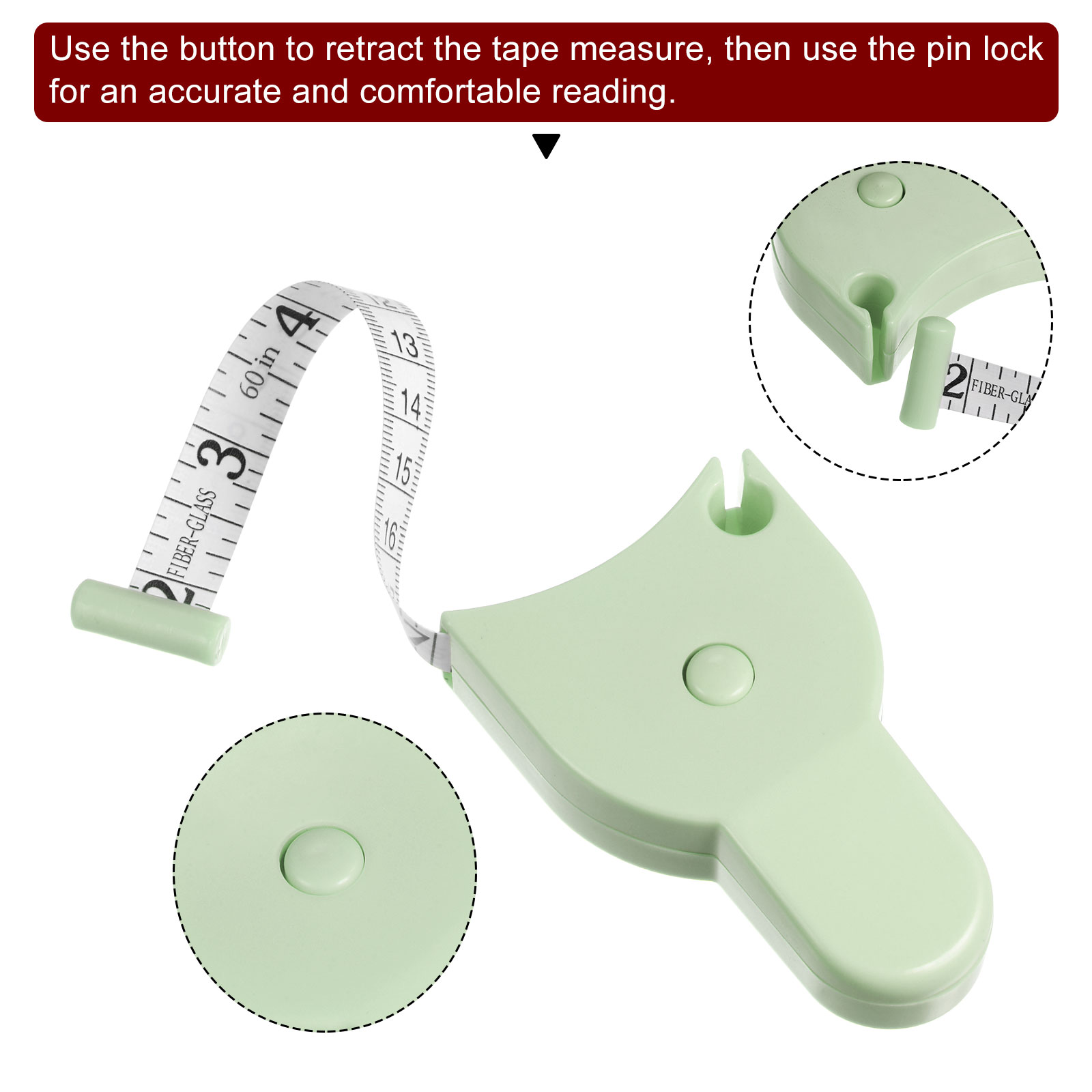 Harfington 2pcs Body Measure Tape 60inch 150cm Automatic Telescopic ...