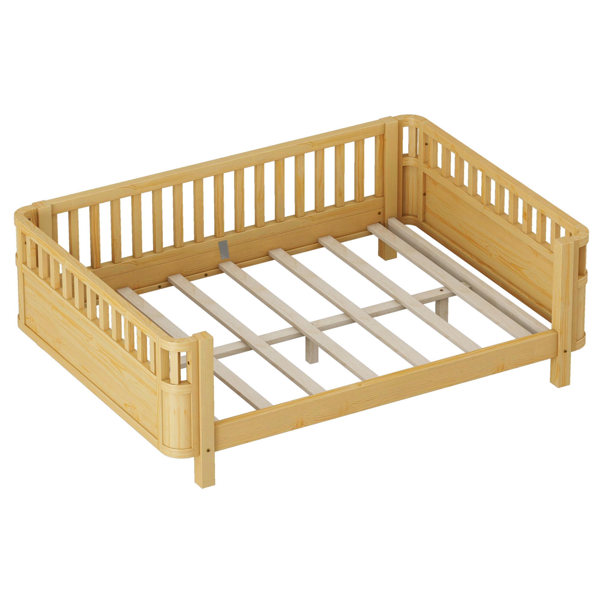 LUXEYARD Full Size Wood Platform Bed for Kids Wood Low Profile Full Bed ...