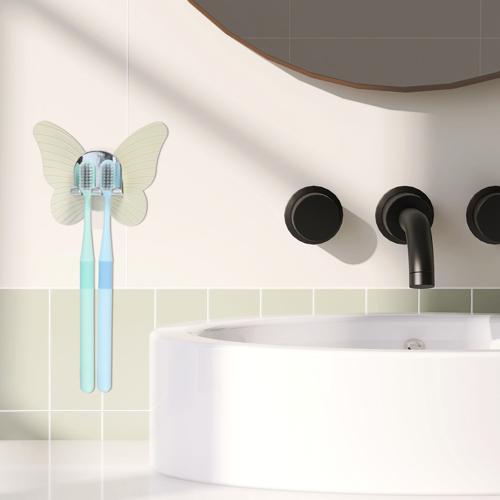 Unique Bargains Wall Mounted Toothbrush Holder Wall Toothbrush Holder ...